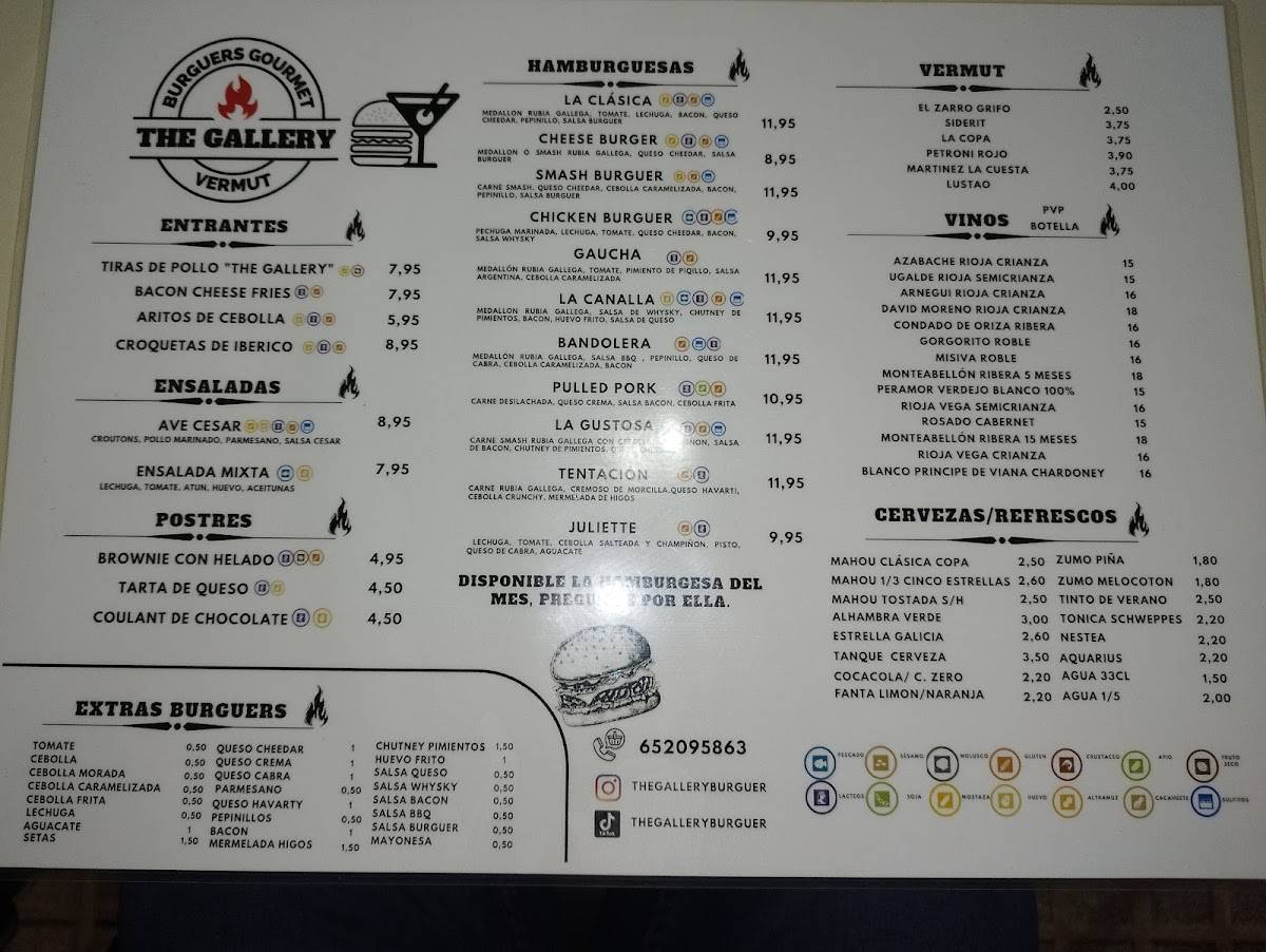 Menu at Hamburgueseria The Gallery restaurant, Algarrobo-Costa
