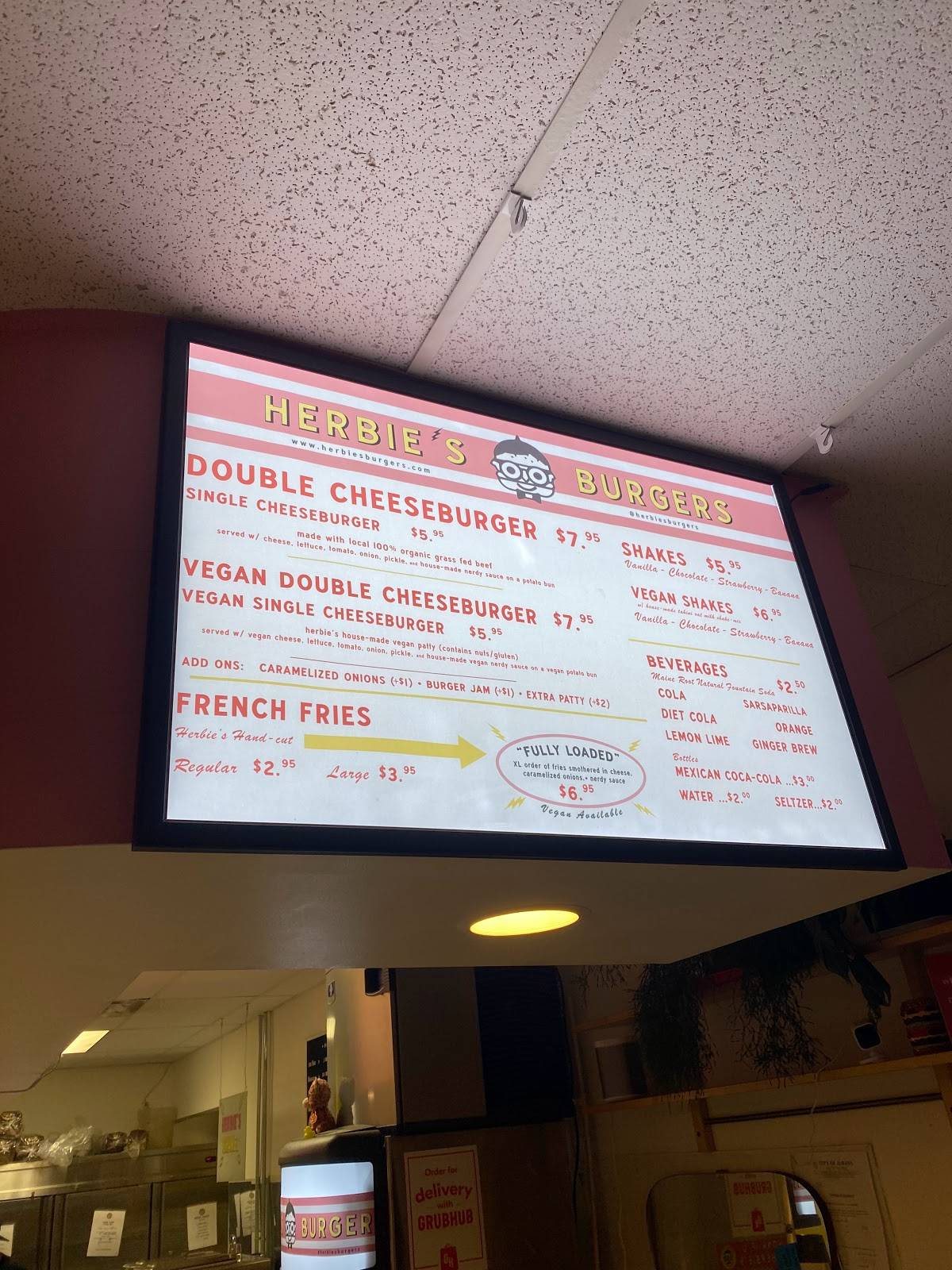 Menu at Herbie's Burgers restaurant, Albany, 196 Lark St