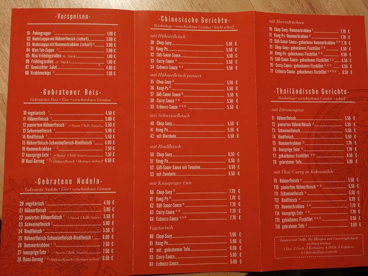 Speisekarte von Asia Bistro Hong Ha restaurant, Plüderhausen