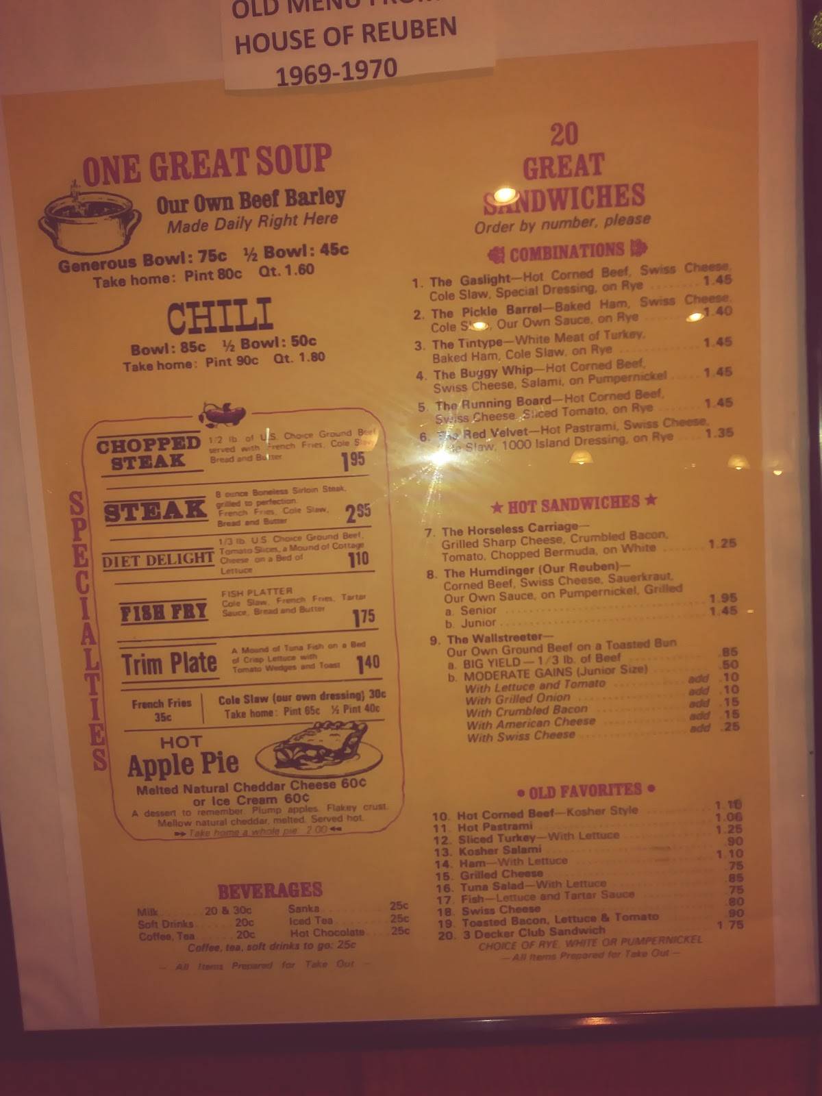 Menu at House of Reuben (Original Owners) restaurant, Sterling Heights
