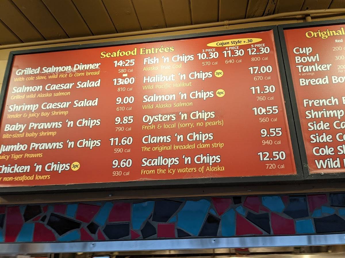 Menu at Ivar's Salmon House restaurant, Seattle