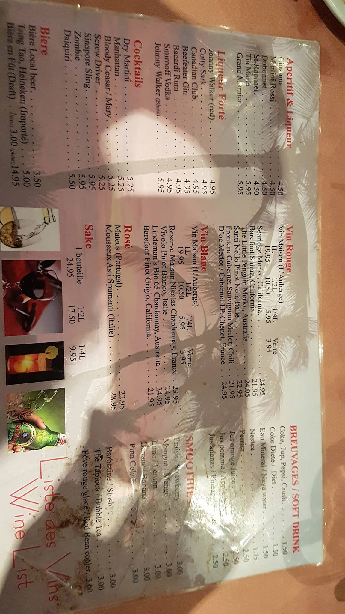 Menu at Restaurant Jade Chinatown, Montréal