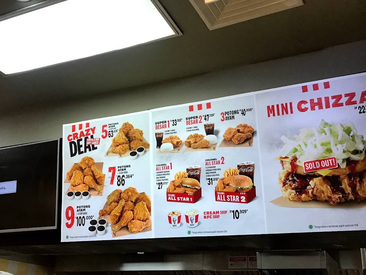 Menu at KFC - Rawamangun Square restaurant, East Jakarta