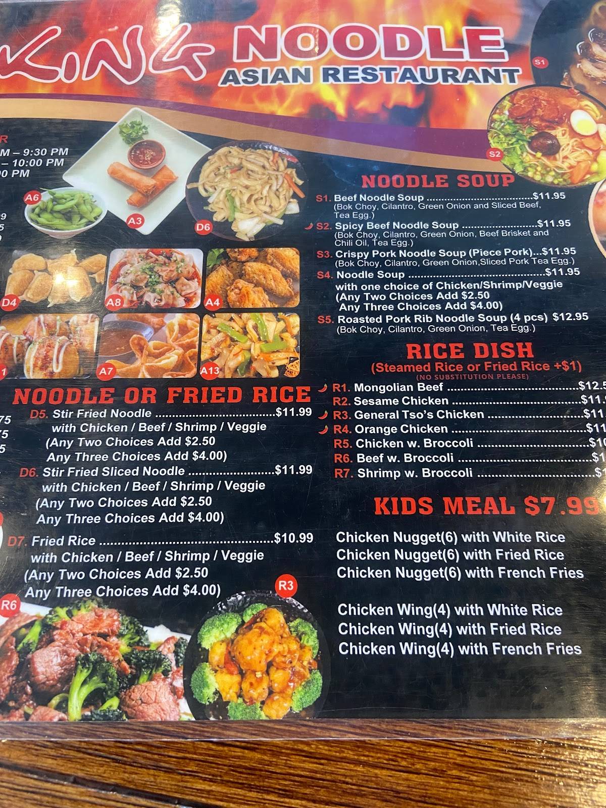 Menu at King Noodle Asian Restaurant, Temple
