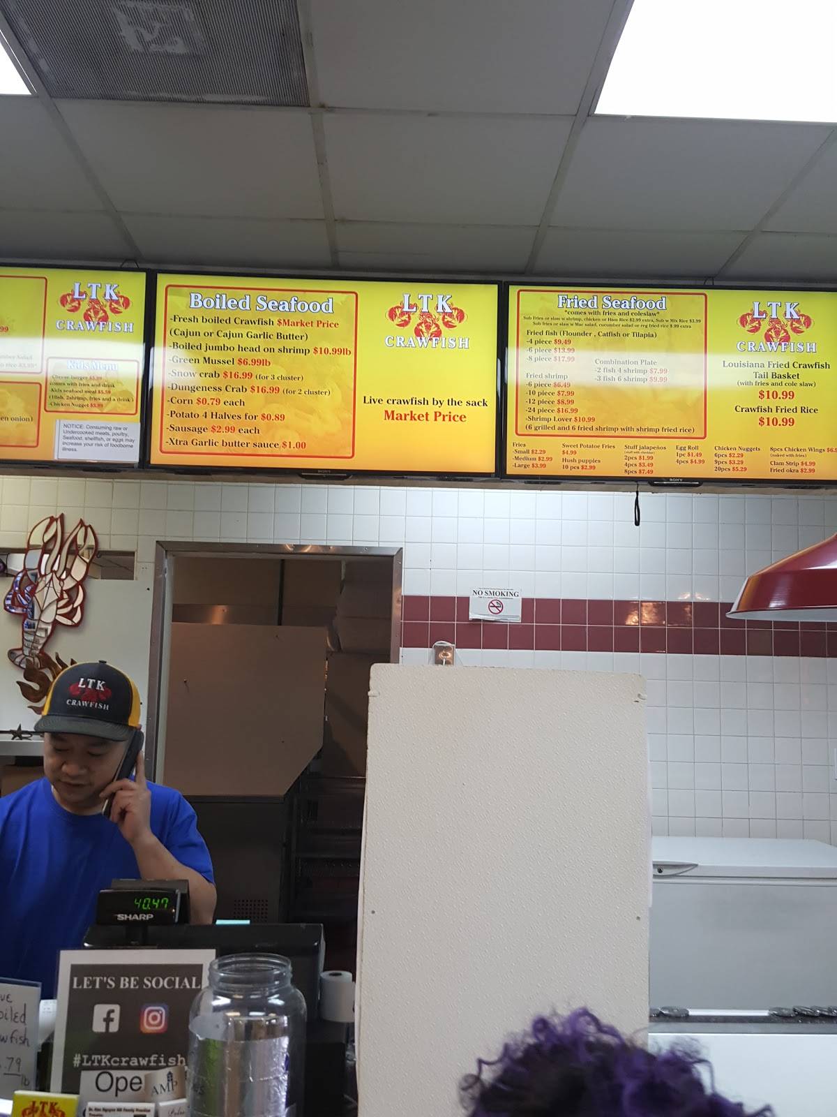 Menu at LTK Crawfish restaurant, Houston