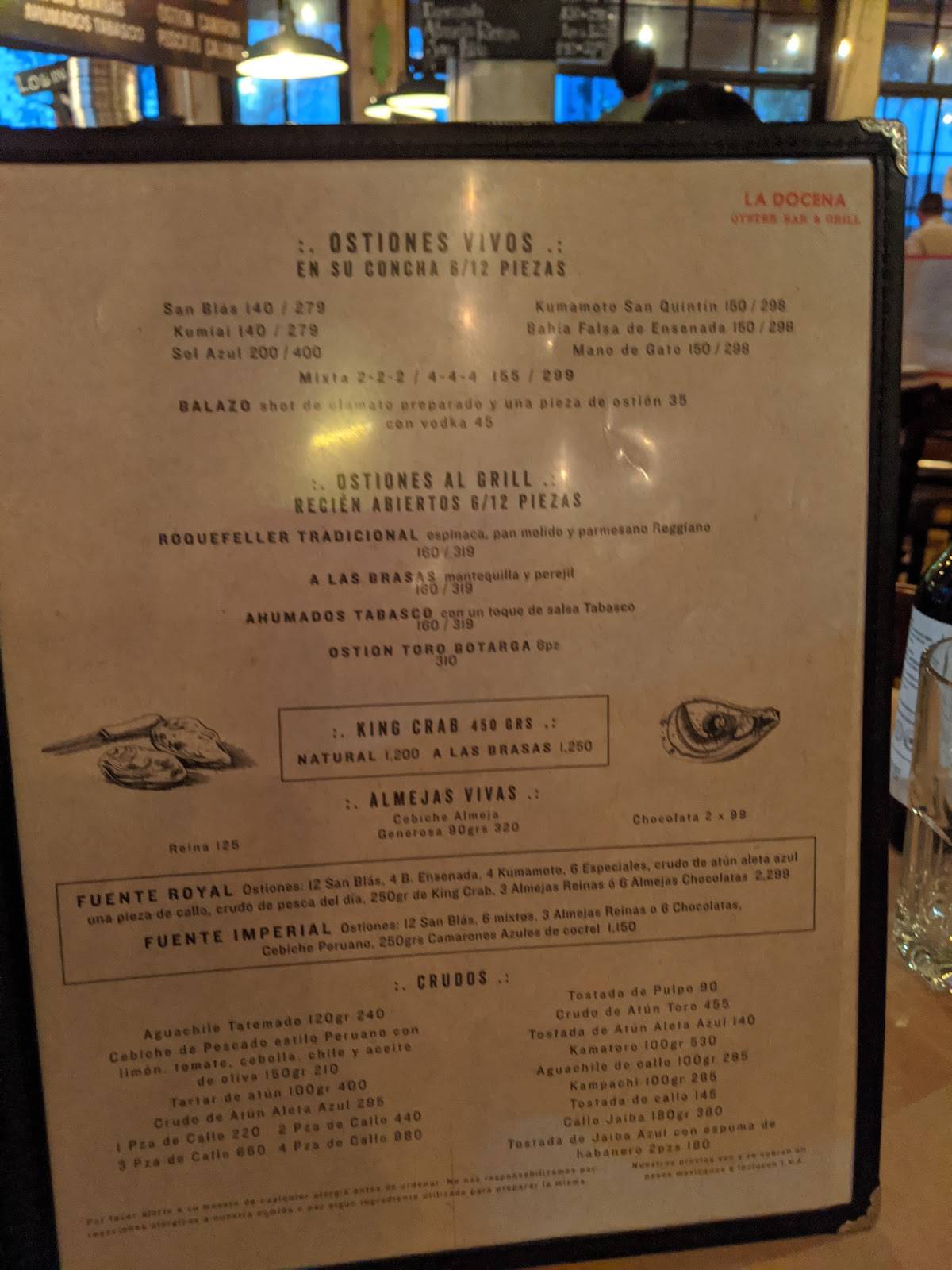 Carta del restaurante La Docena Roma, Ciudad López Mateos, Av. Álvaro ...