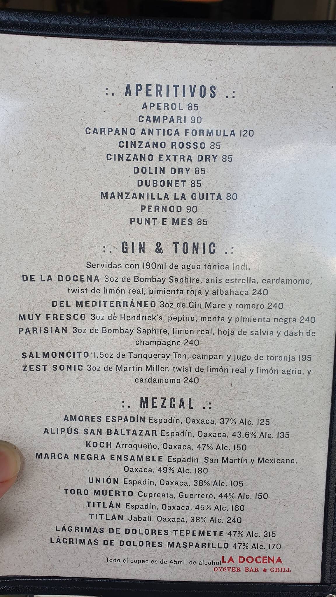 Carta del restaurante La Docena Roma, Ciudad López Mateos, Av. Álvaro ...