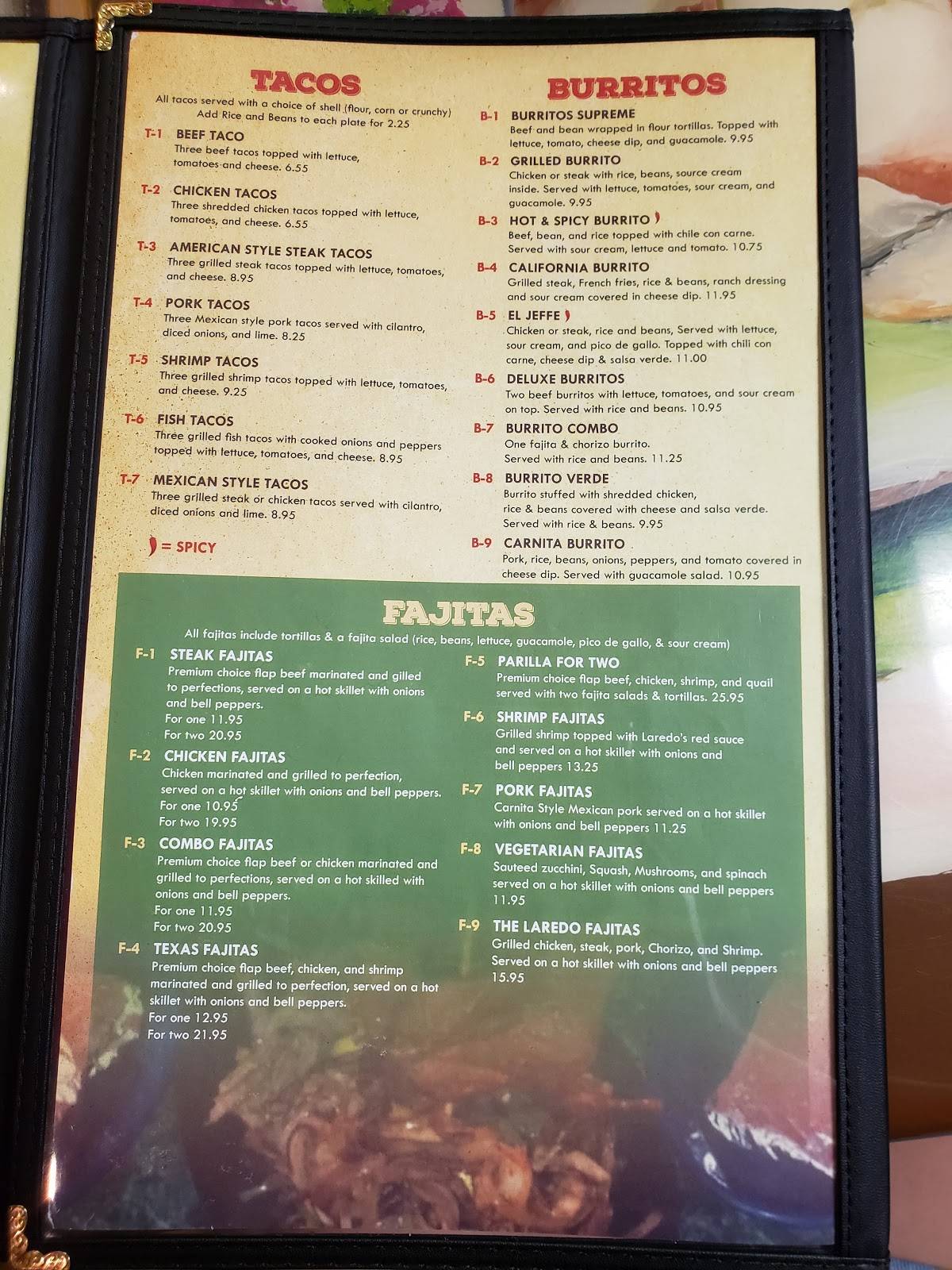 Menu at Laredo Mexican Restaurant, Keystone Heights, State Rte 100