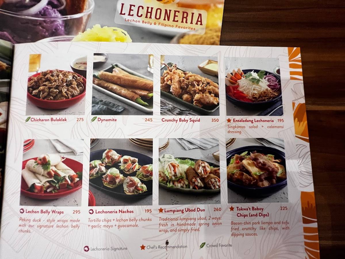Menu at Lechoneria restaurant, Pasay