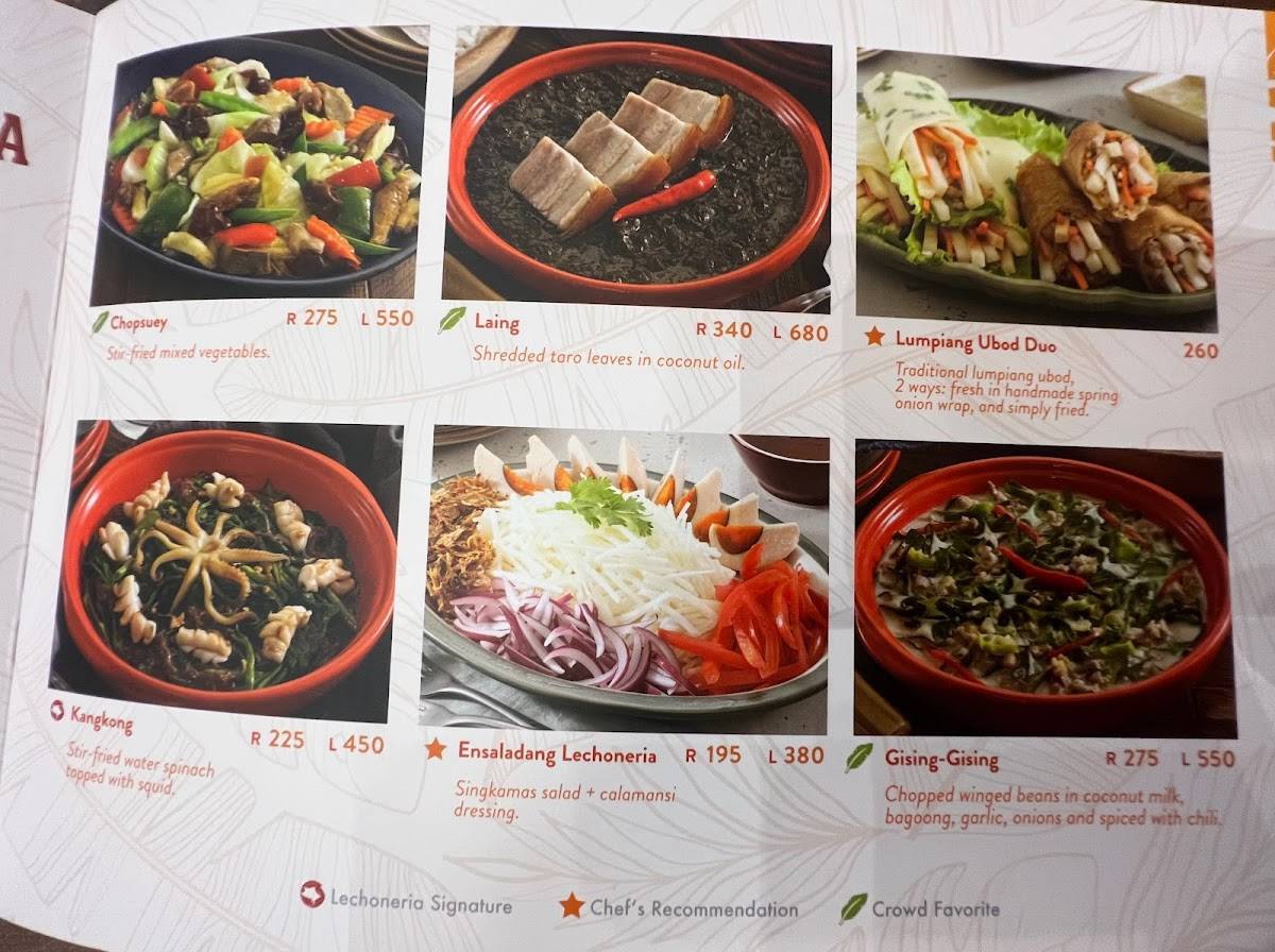 Menu at Lechoneria restaurant, Pasay