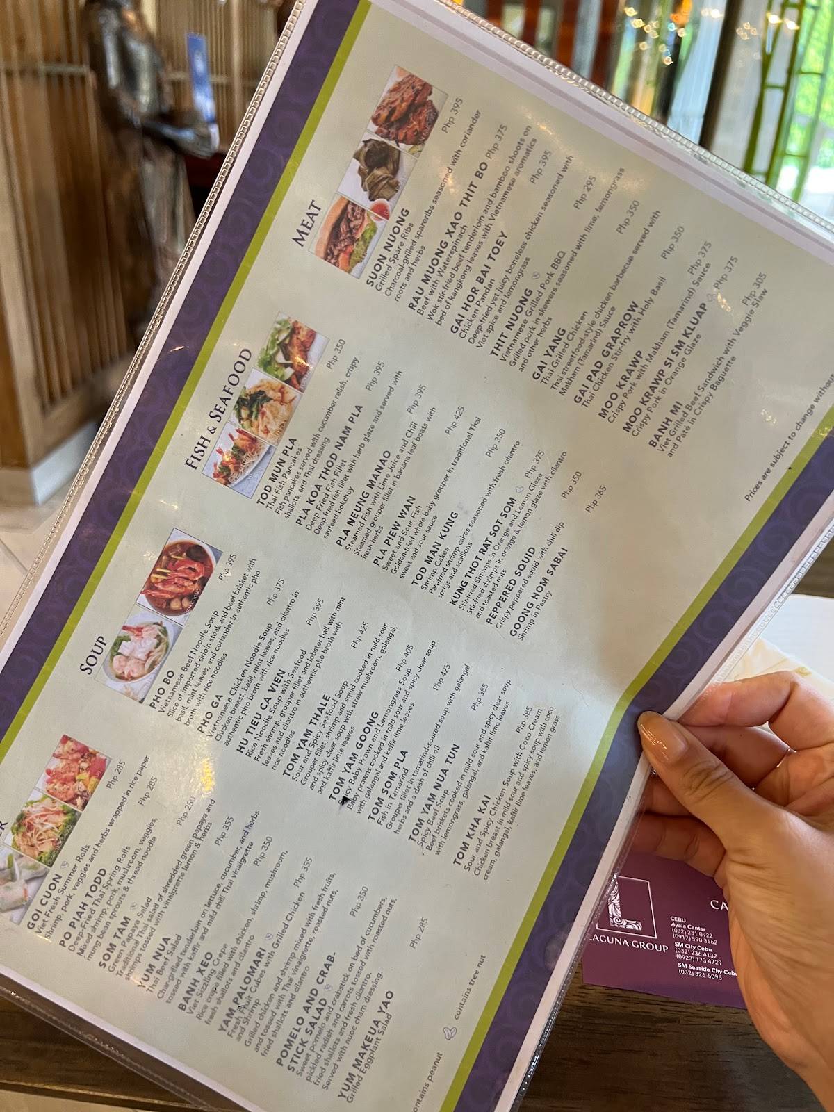 Menu at Lemon Grass restaurant, Cebu City, ayala center cebu