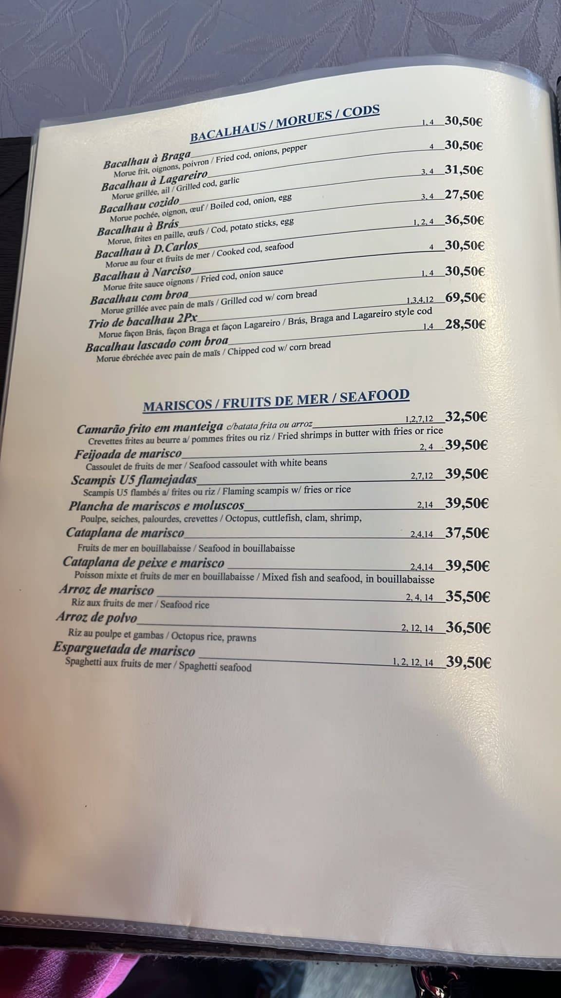 Speisekarte von Lisboa II restaurant, Luxemburg