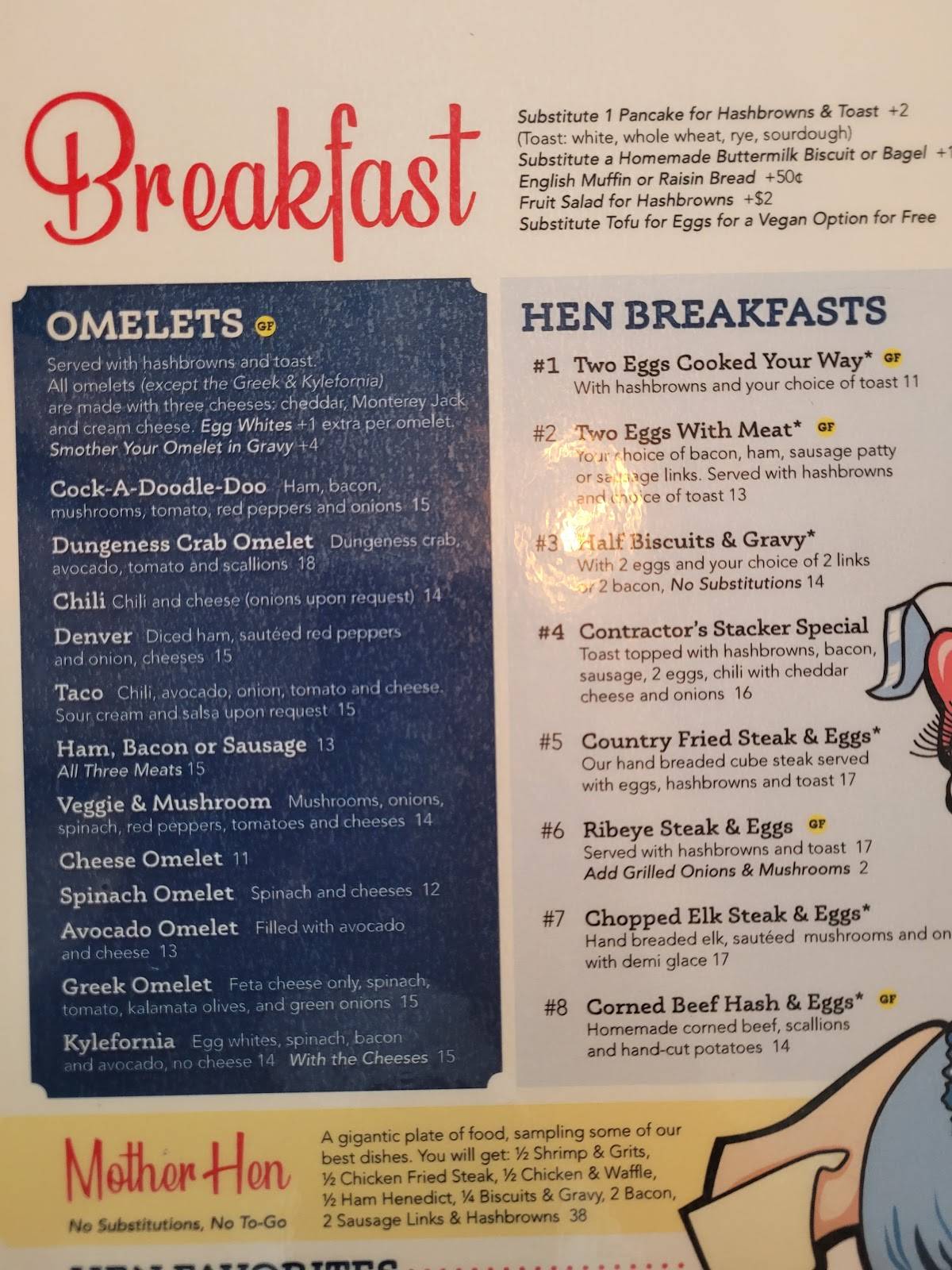 Menu at Little Brown Hen Cafe, Florence