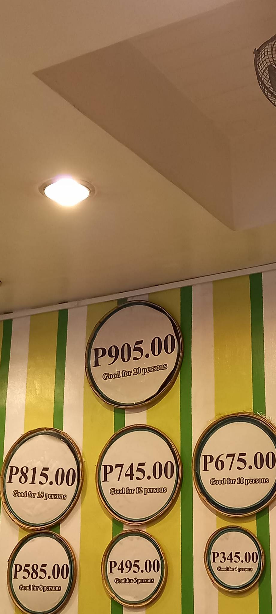 Menu at Lola Idang's Bahay Pancitan restaurant, Quezon City