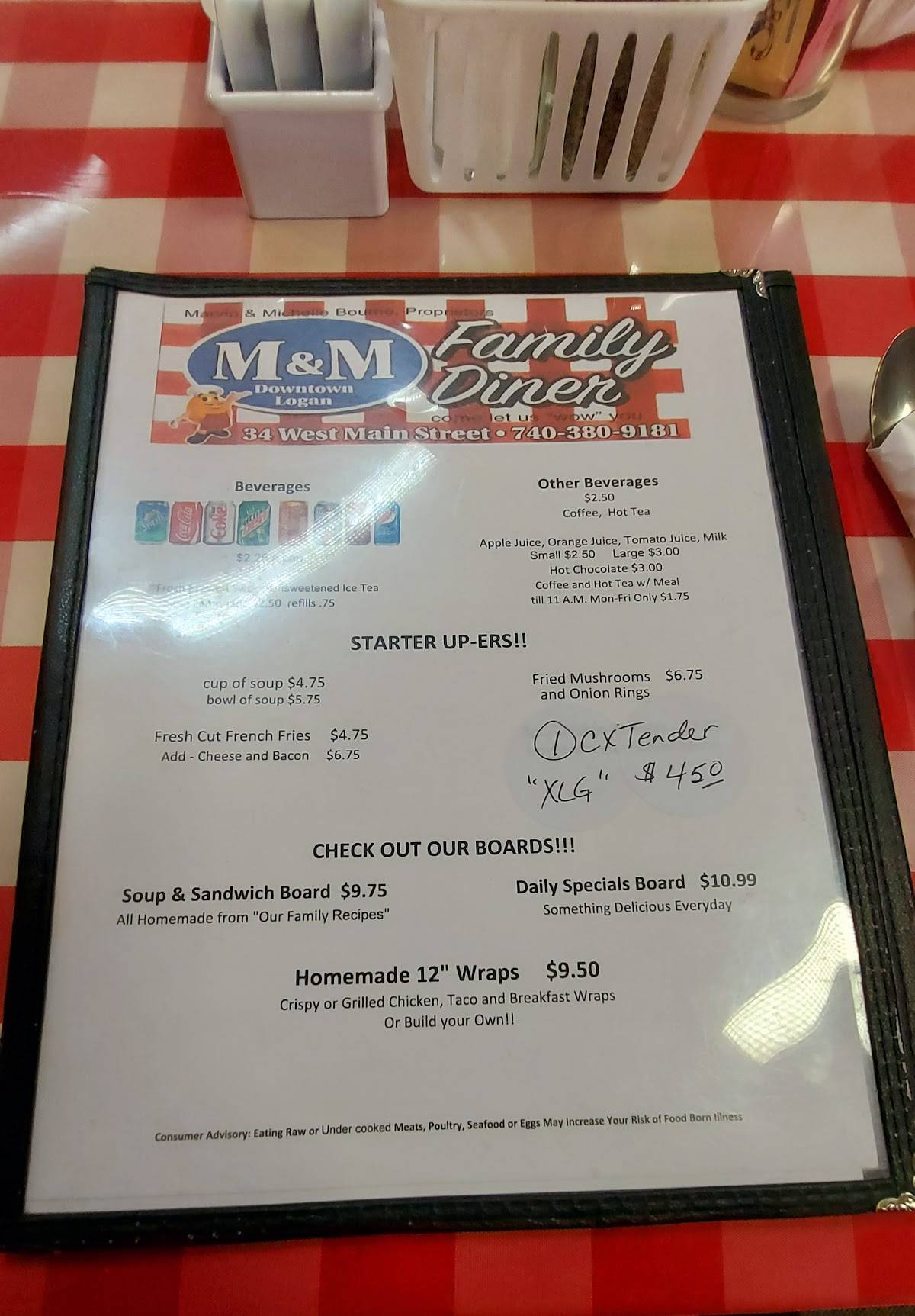 Menu at M & M Family Diner restaurant, Logan, 34 W Main St