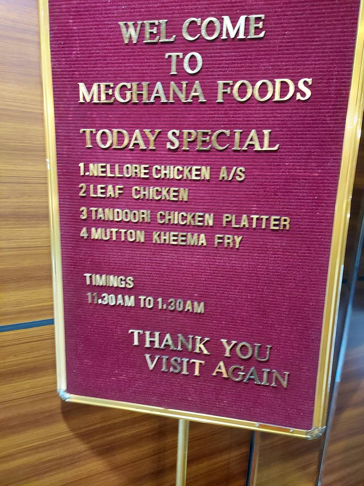 Menu at Meghana Foods Residency Road, Bengaluru, Jayalakshmi Chambers