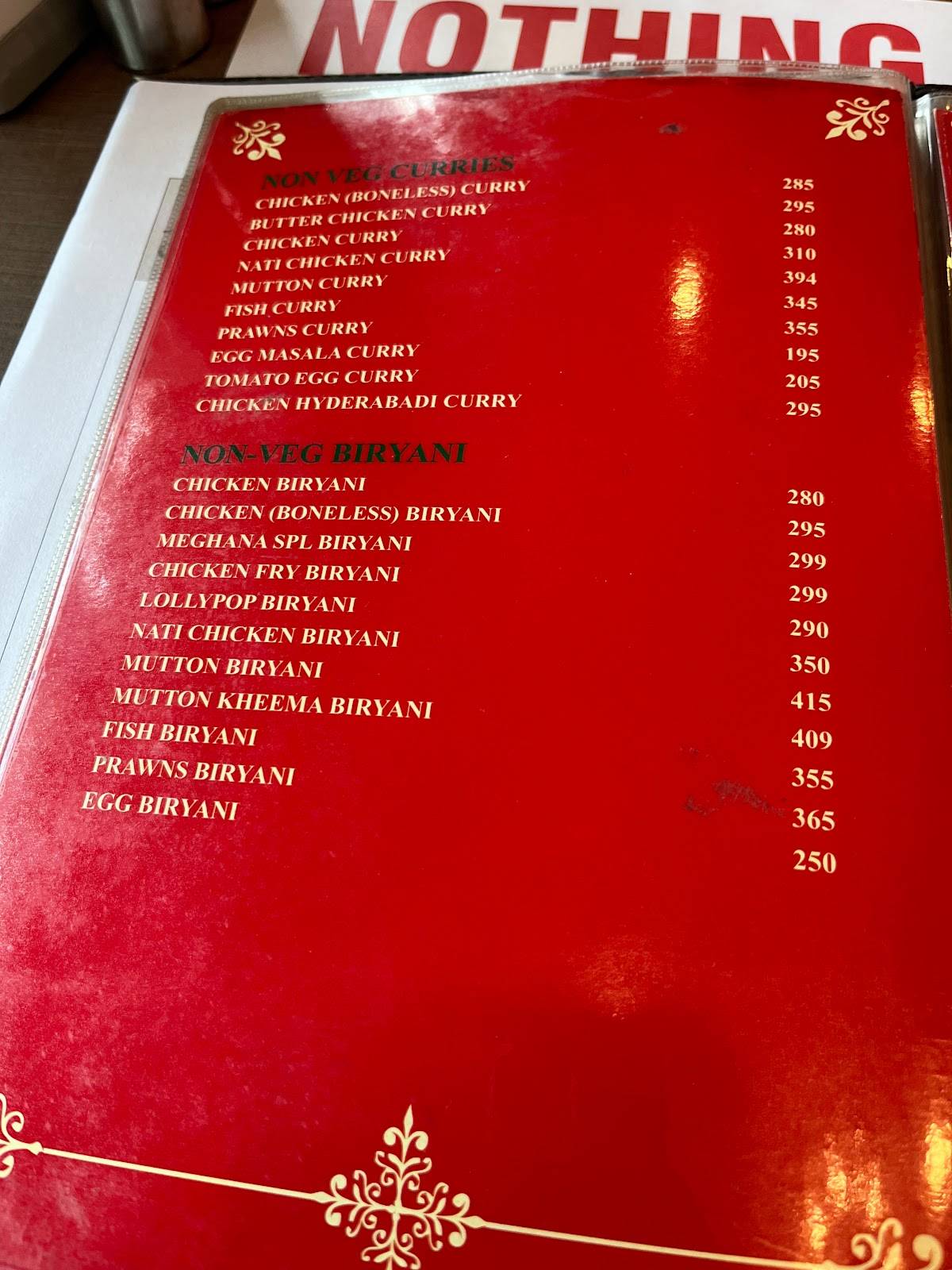 Menu at Meghana Foods Residency Road, Bengaluru, Jayalakshmi Chambers