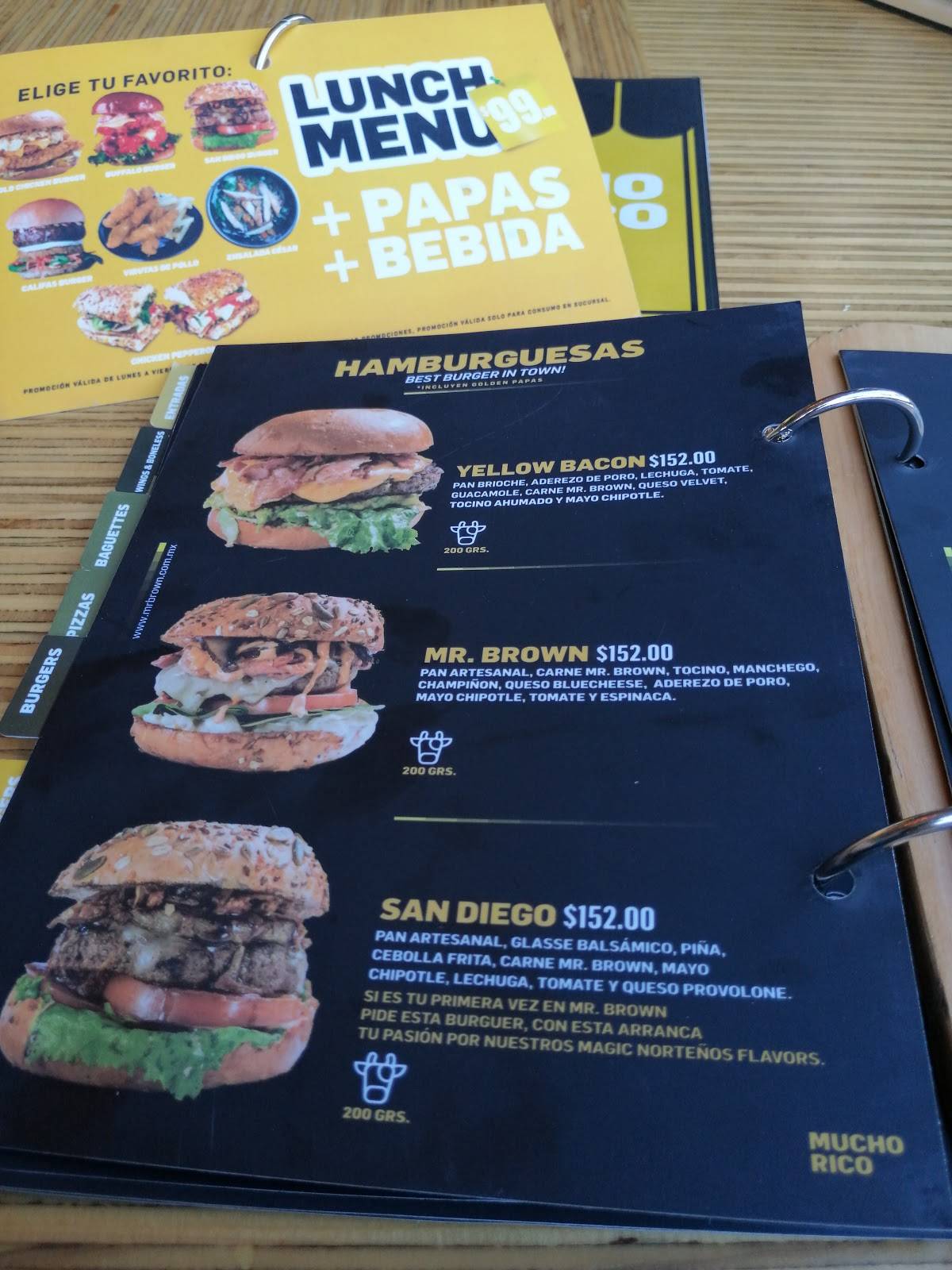 Carta del restaurante Mr. Brown Galerías Guadalajara, Zapopan