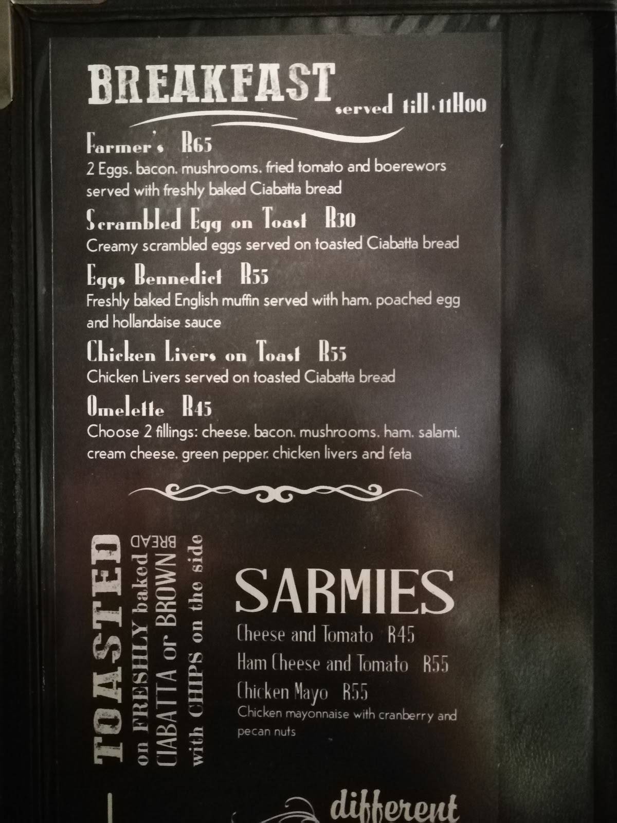 Menu at Munch Restaurant, Piet Retief