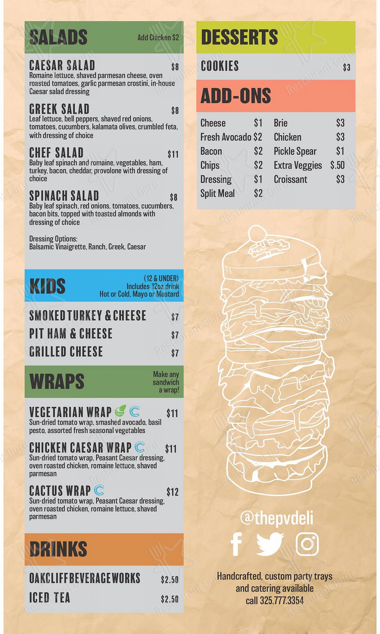 Menu at PV Deli by Chef Jason restaurant, San Angelo