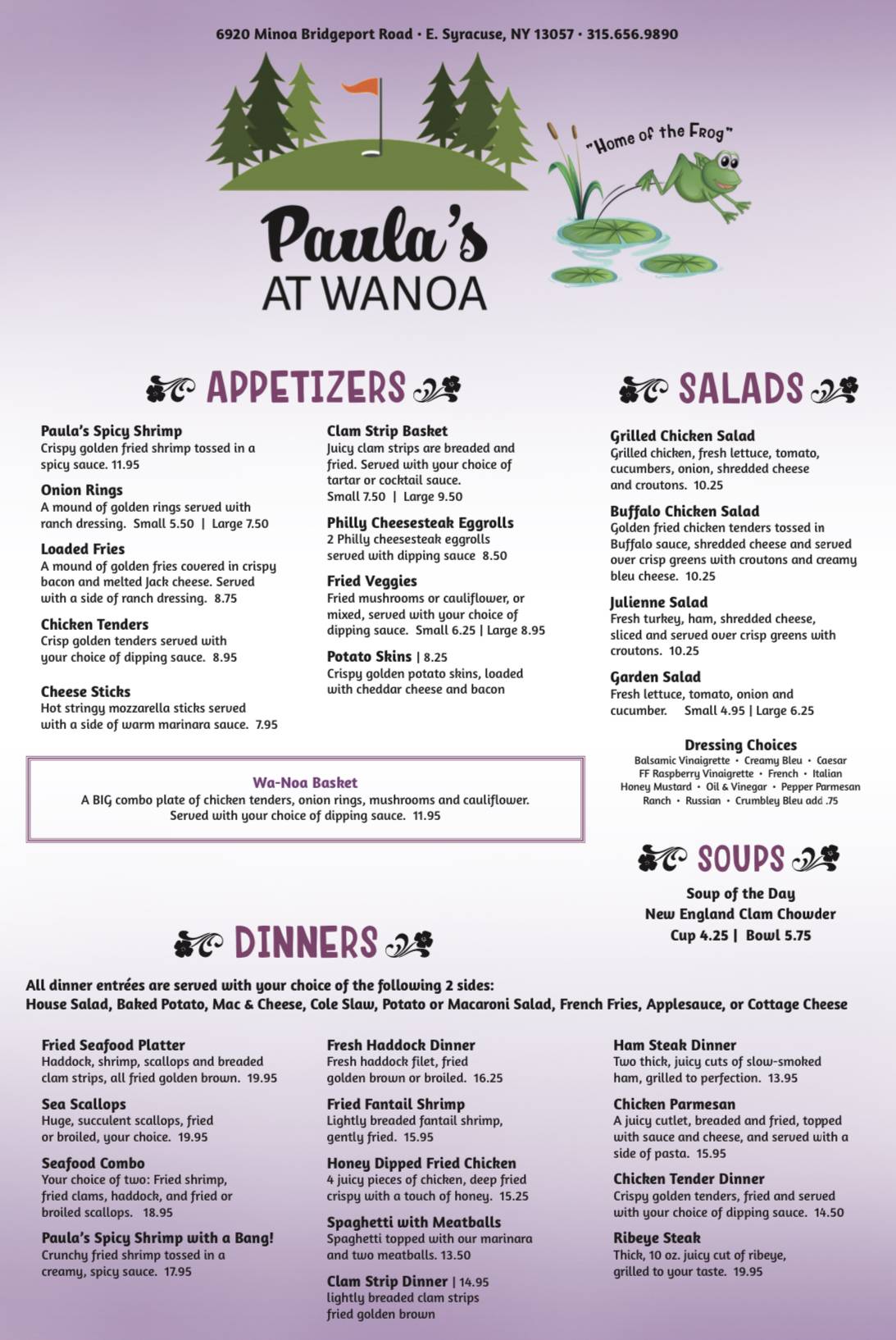 Menu at Paula's at WaNoa restaurant, Minoa