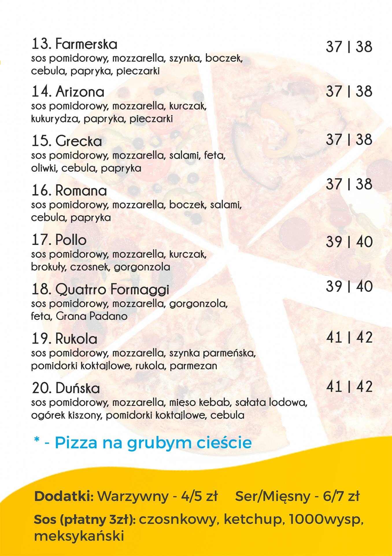 Menu at Pizza U Patrycji restaurant, Ustronie Morskie, Polna 3