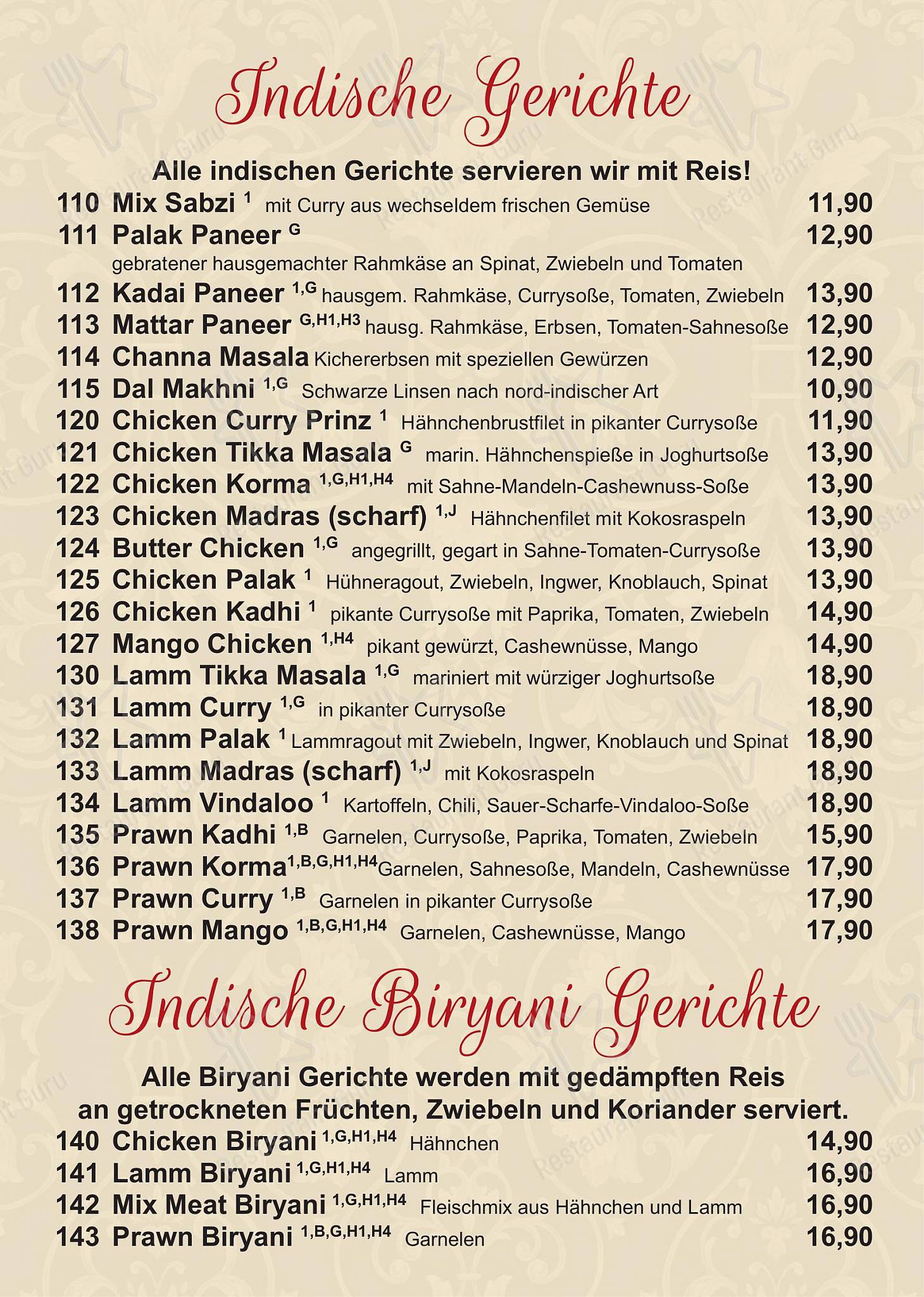 Speisekarte von Restaurant Prinz Buer, Gelsenkirchen