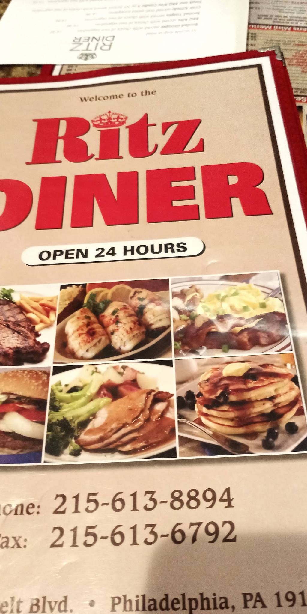 Menu at RITZ Diner restaurant, Philadelphia