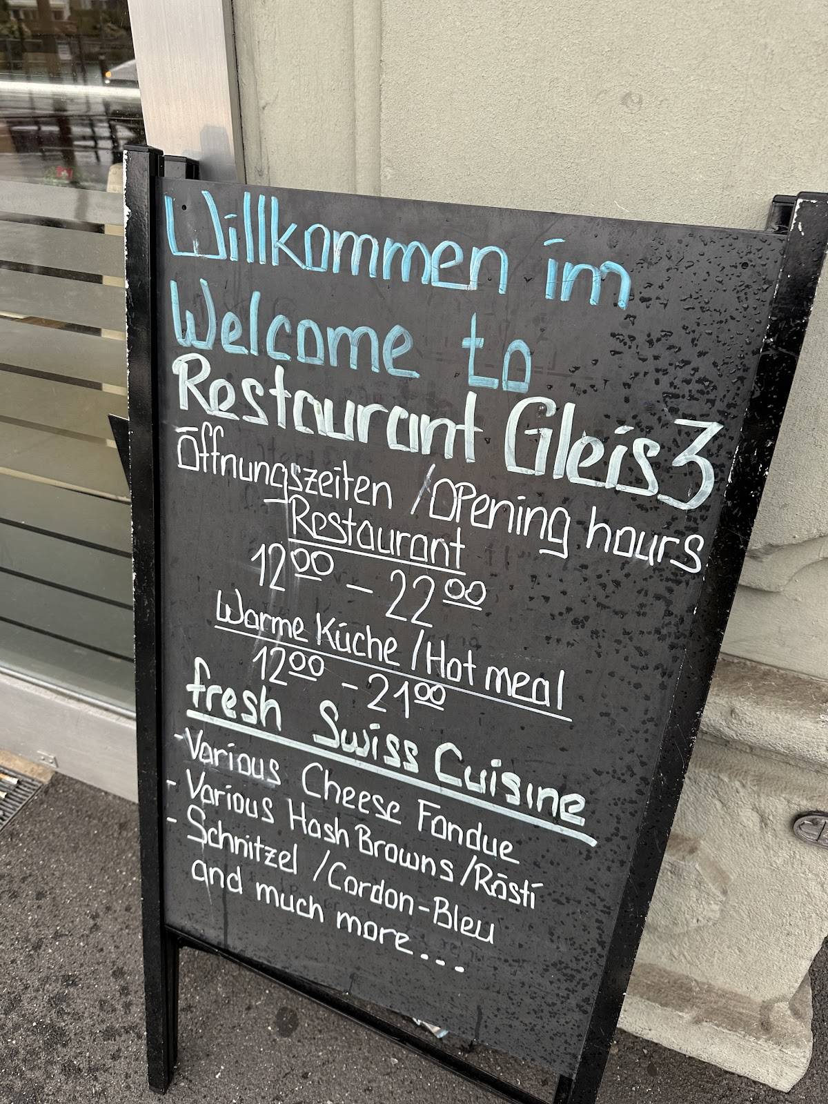Menu at Restaurant Café Gleis 3 - Swiss Cuisine, Interlaken