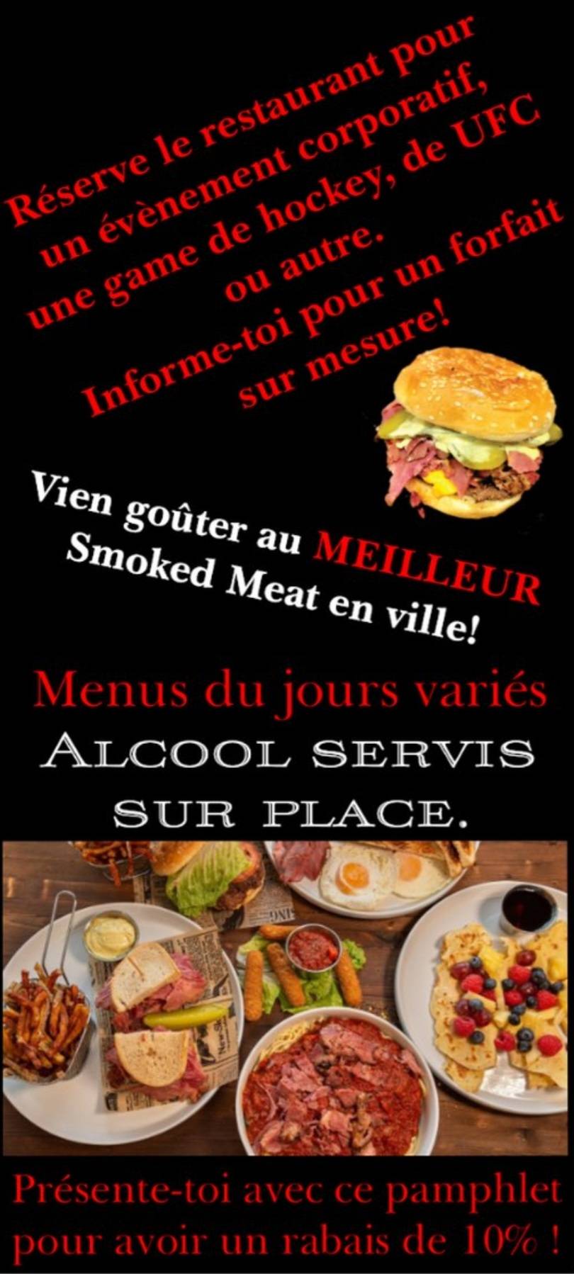 Menu at Resto O' Garage, Smoked Meat & Cie restaurant, Québec City