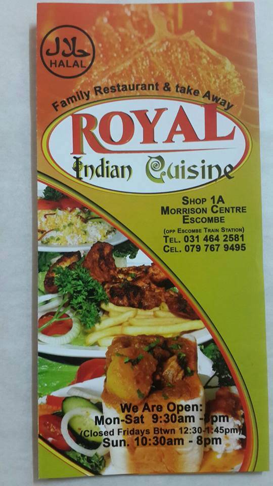 Menu at Royal Indian Cuisine restaurant, Queensburgh