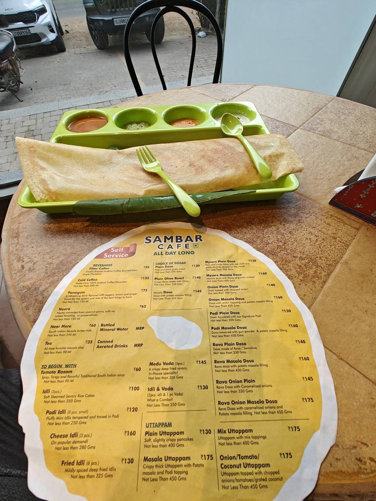 Menu at Sambar Cafe, Ahmedabad, Shivalik Business Centre