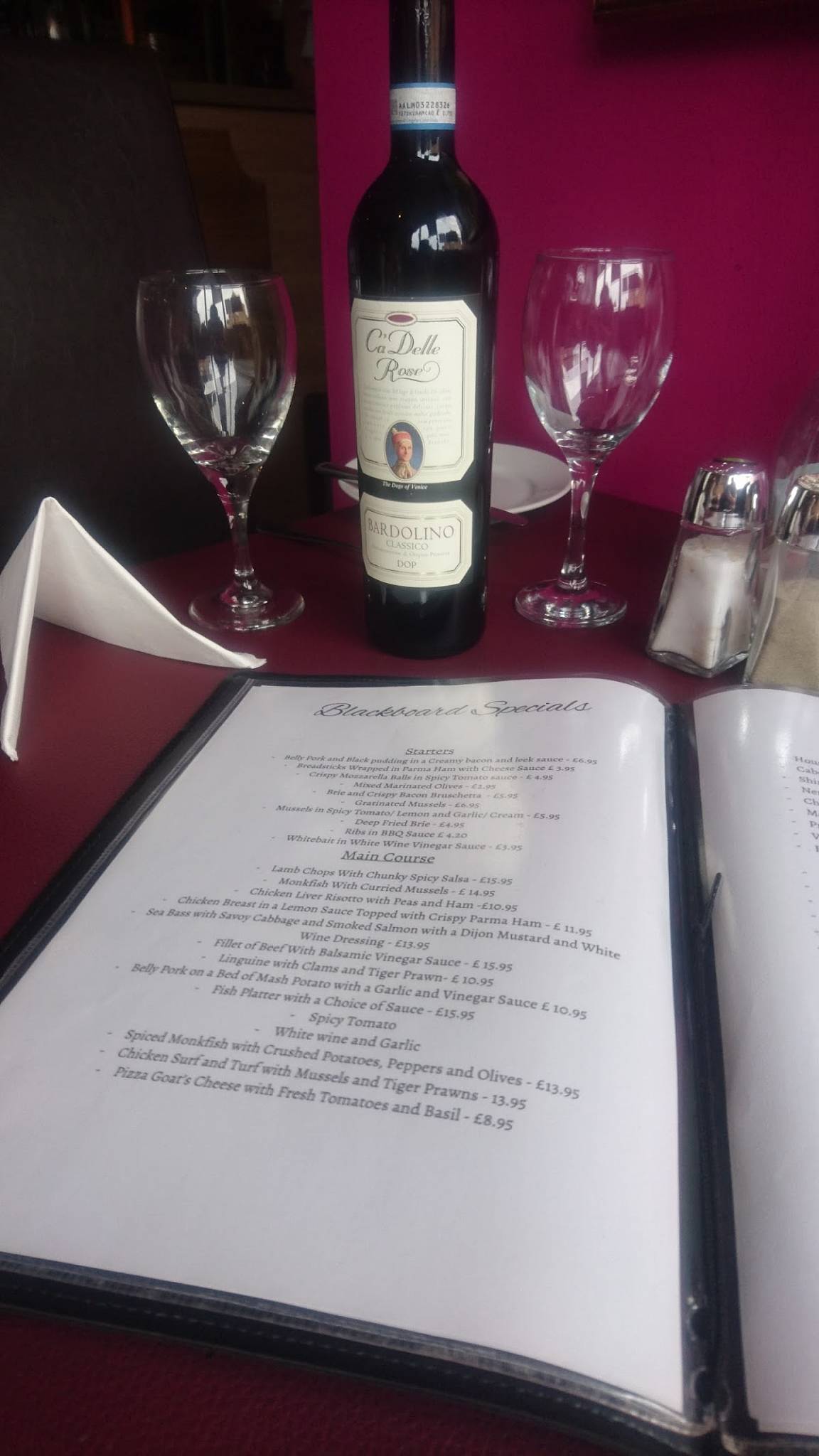 Menu at Sambuca Consett restaurant, Consett