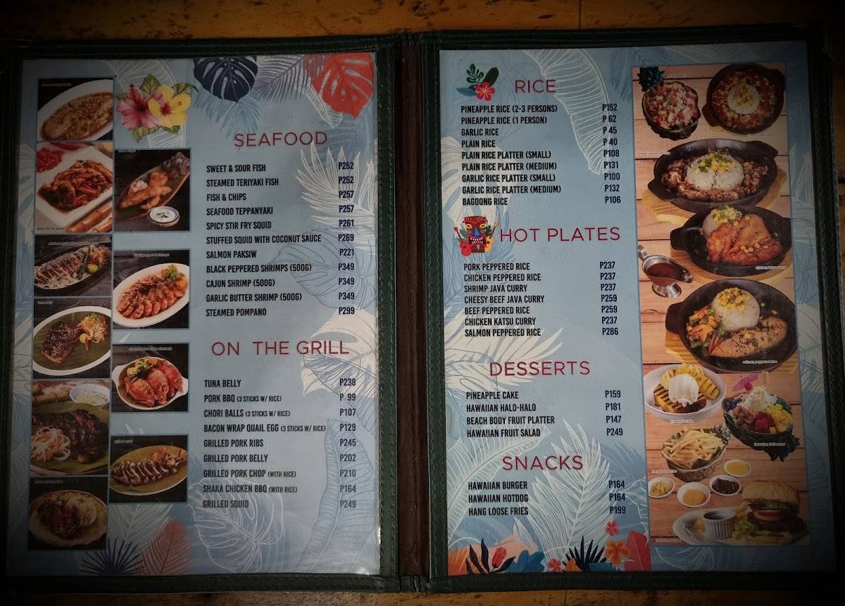 Menu at Shaka Hawaiian Restaurant, Dumaguete