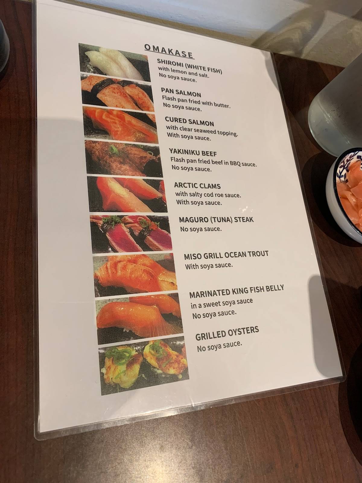 Menu at Shira Nui restaurant, Glen Waverley