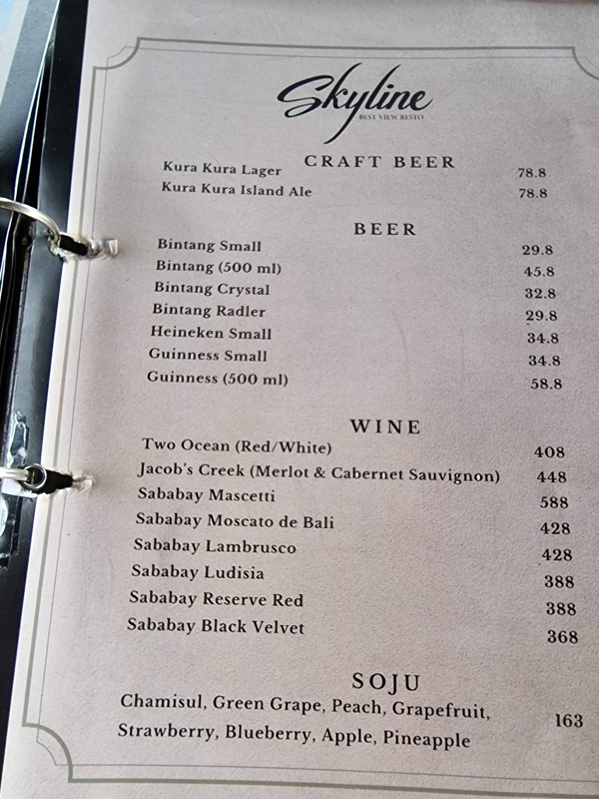 Menu at Skyline Best View Resto restaurant, Bandung
