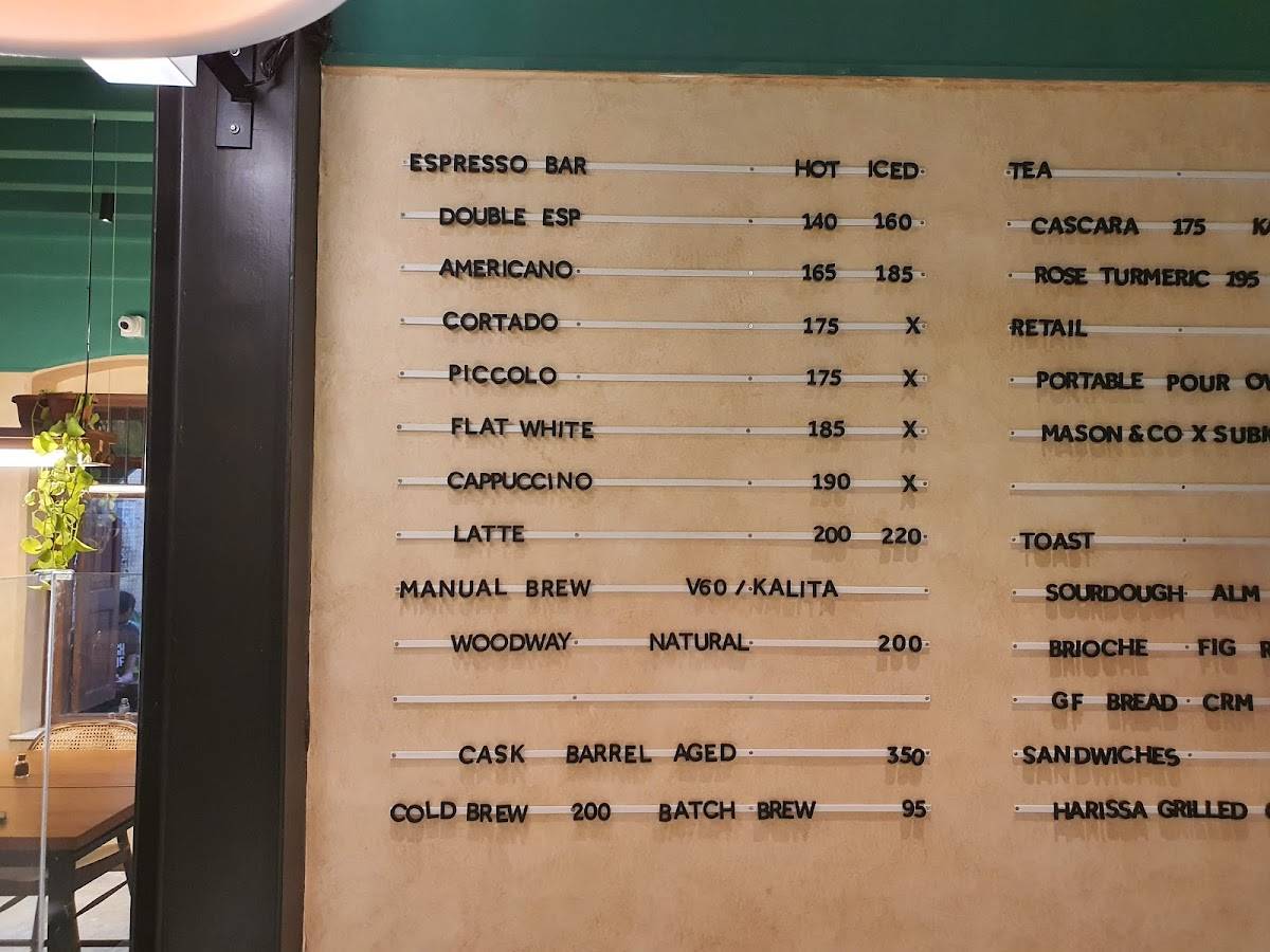 Menu at Subko Specialty Coffee Roasters and Bakehouse, Mumbai