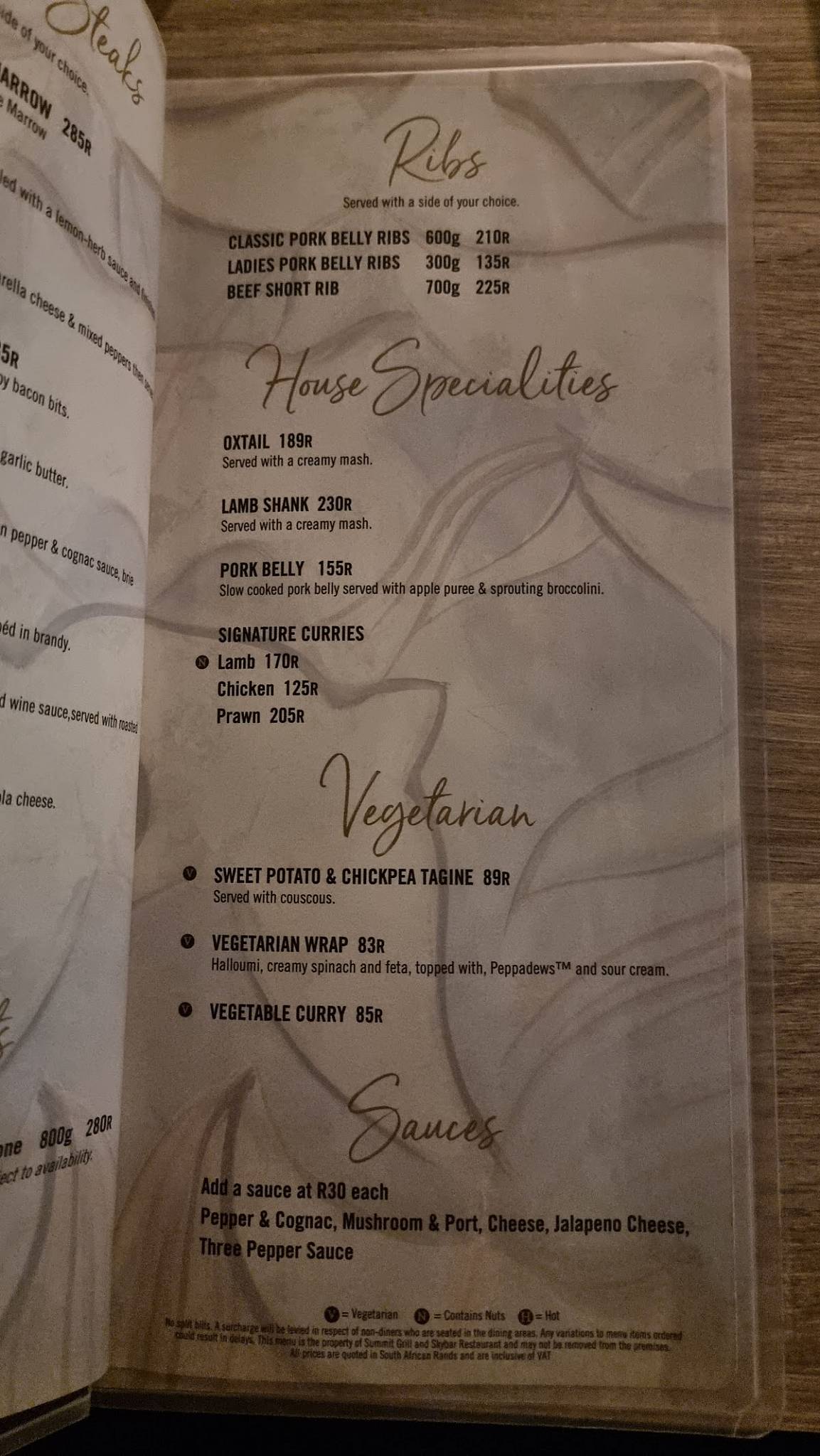 Menu at Summit Grill and Sky Bar Menlyn, Pretoria