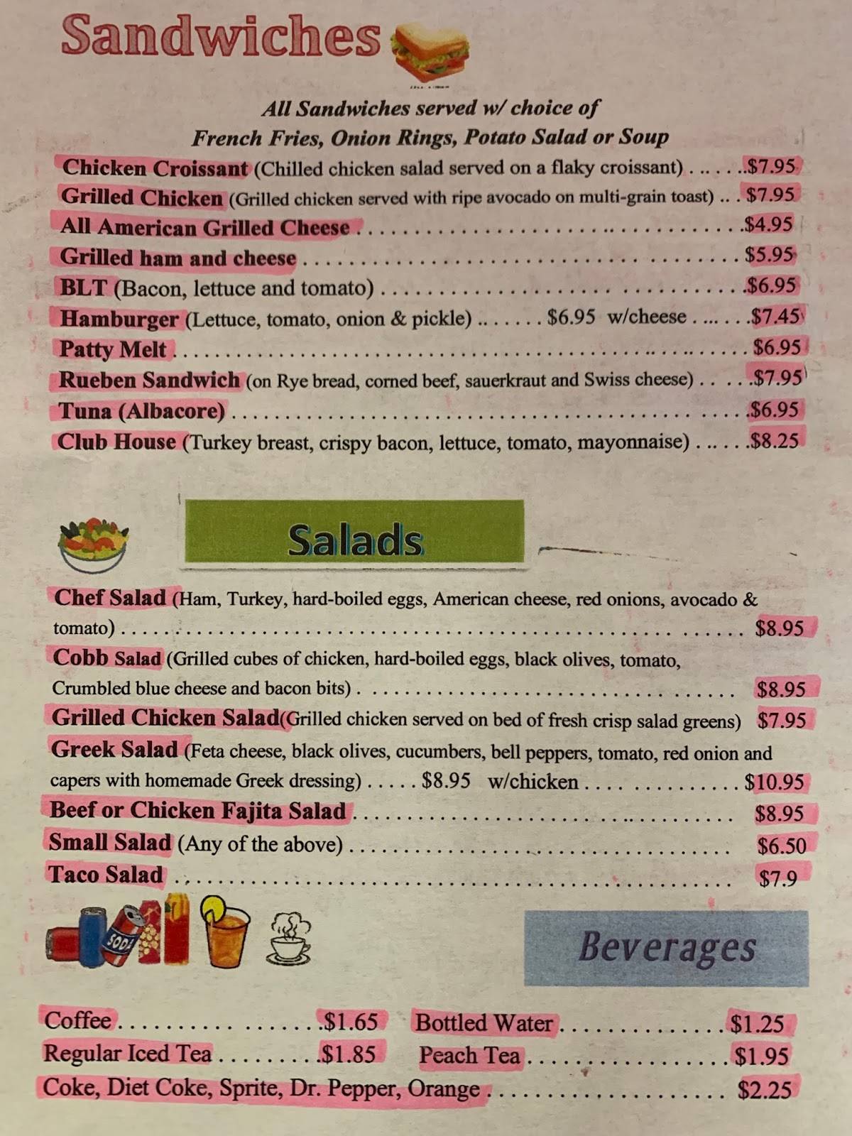 Menu at Sunrise Kitchen restaurant, Deming