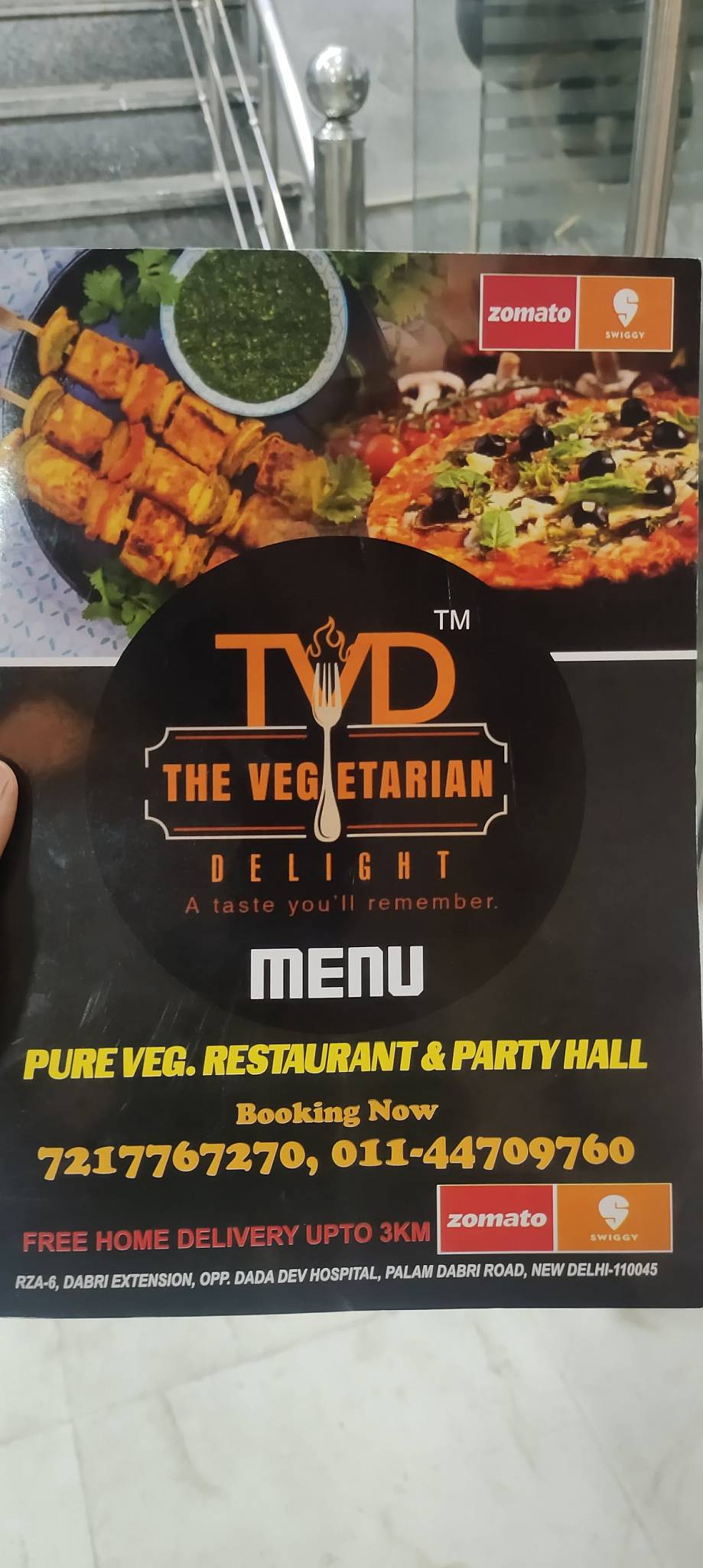 Menu at TVD Pure Veg Family Restaurant, Delhi