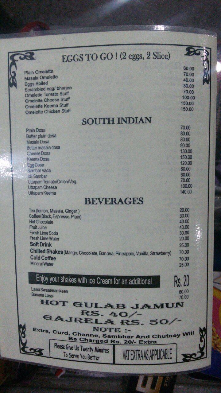Menu at Taj Restaurant, Palampur