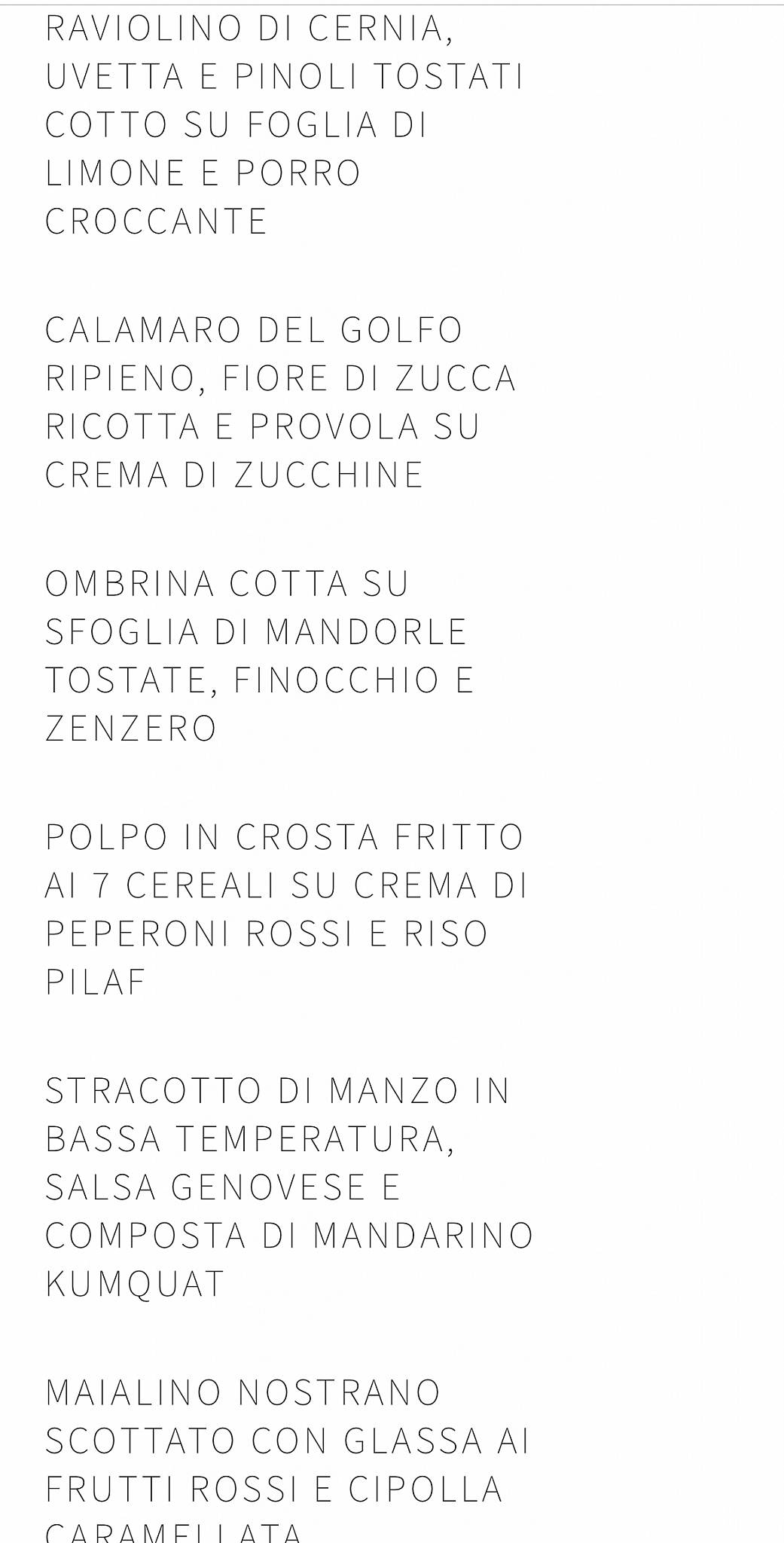 Menu at Terrazza Celè restaurant, Positano