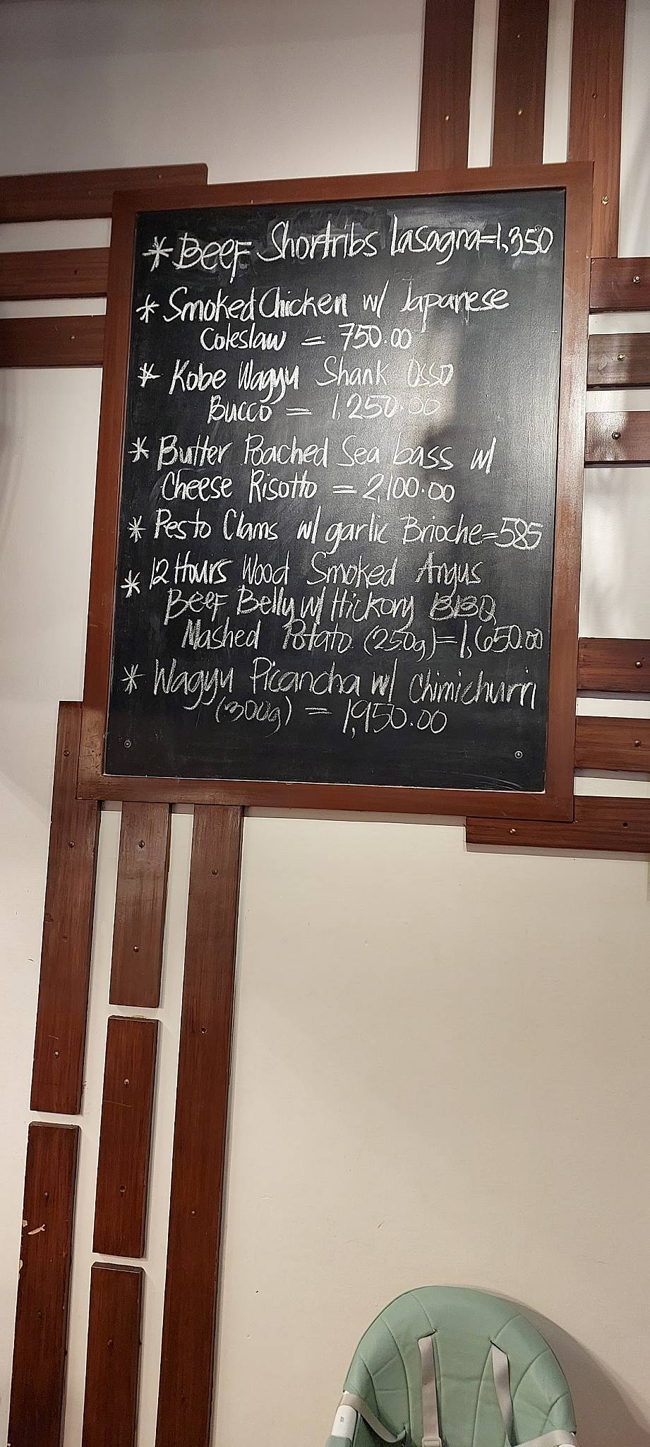 Menu at The Fat Cow restaurant, Davao City
