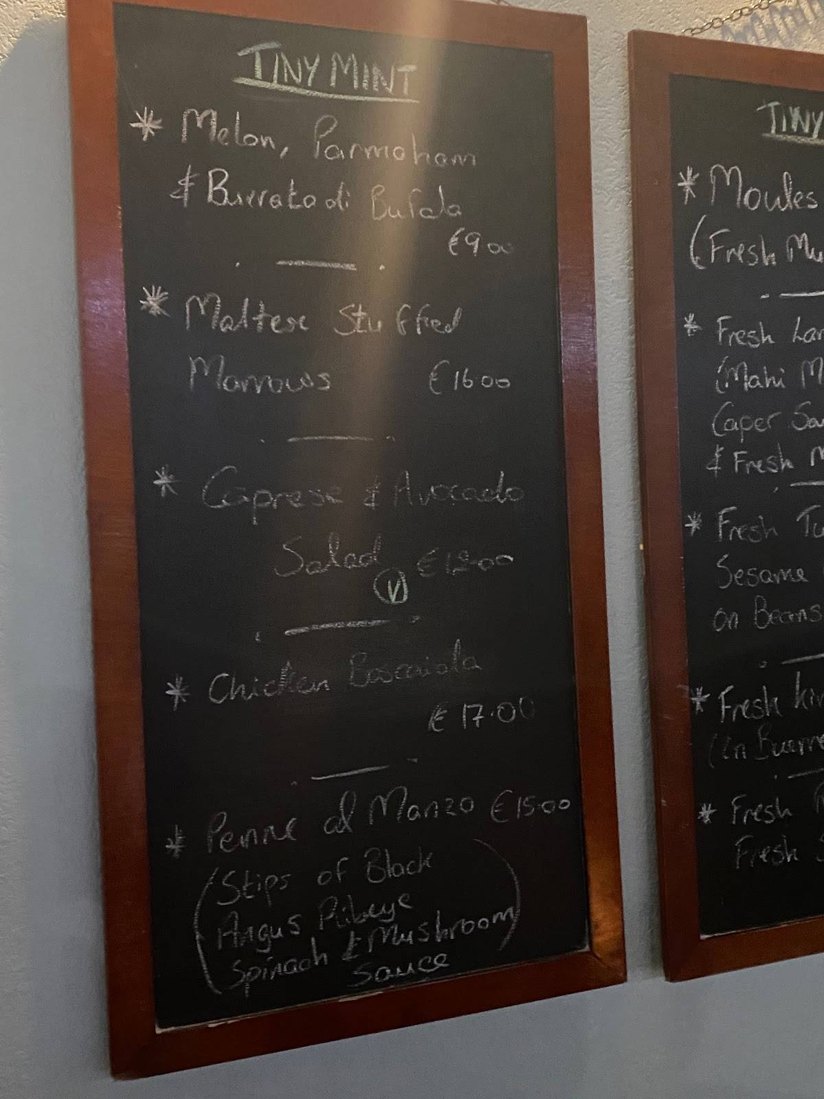 Menu at Tiny Mint Bistro restaurant, Marsaskala