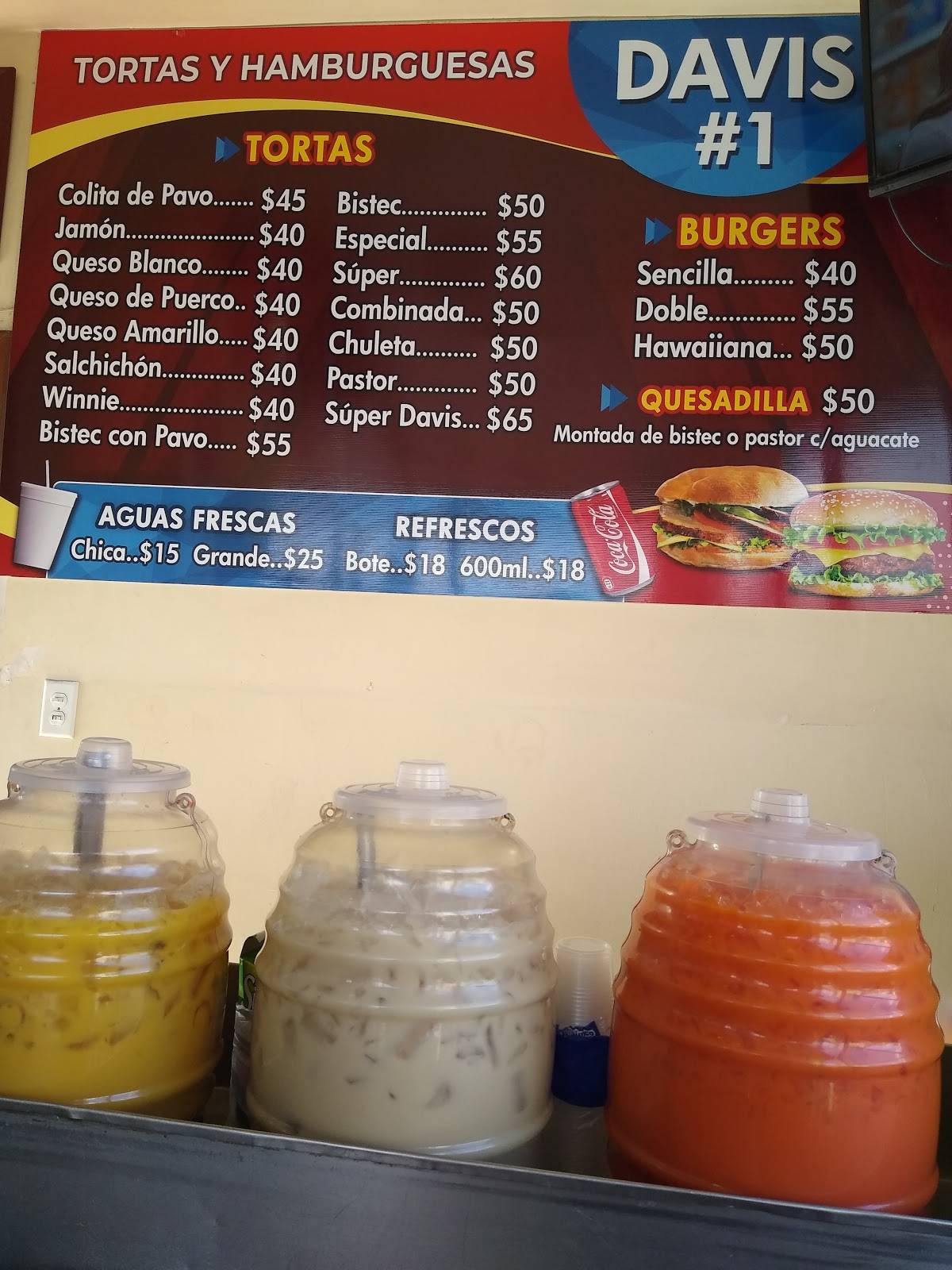 Carta del restaurante Tortas Davis #1, Ciudad Juarez, Benemérito del ...