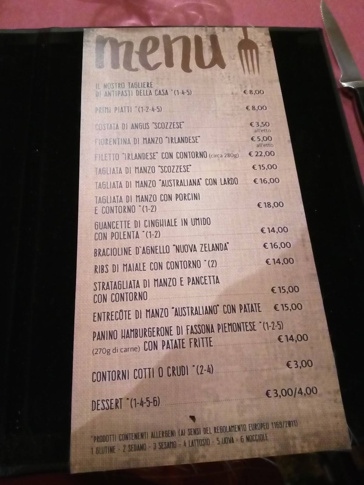 Menu da Trattoria Al Caminetto ristorante, Spilimbergo