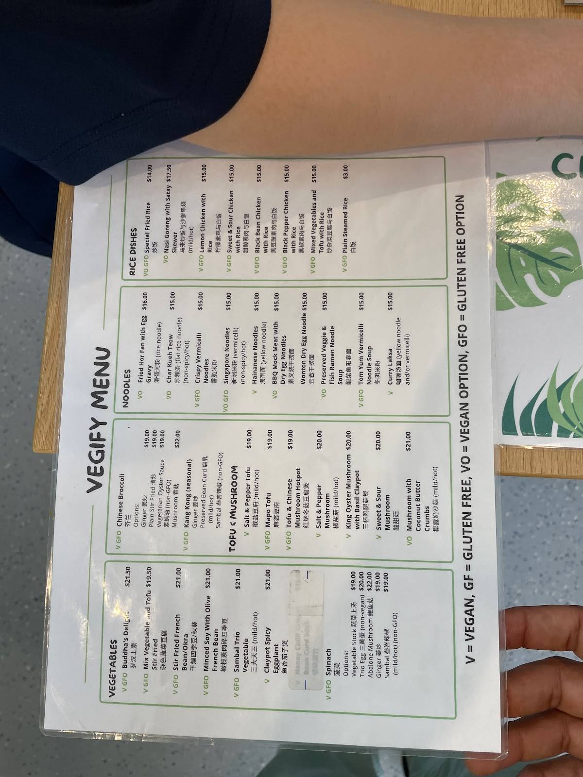 Menu at Vegify restaurant, Knoxfield