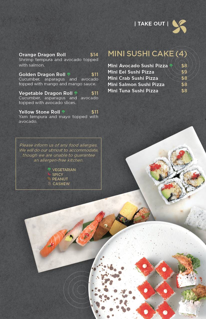 Menu at WIND Japanese and Thai restaurant, Mississauga