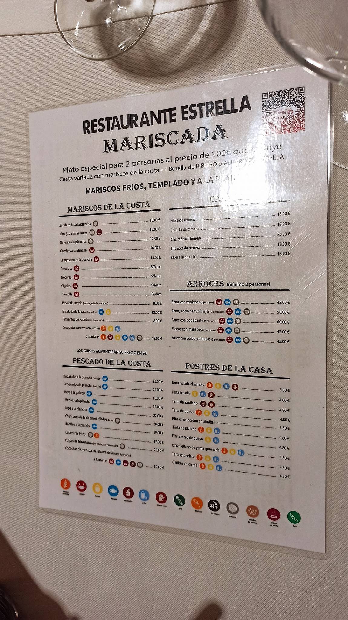 Carta de Restaurante Estrella, Bueu