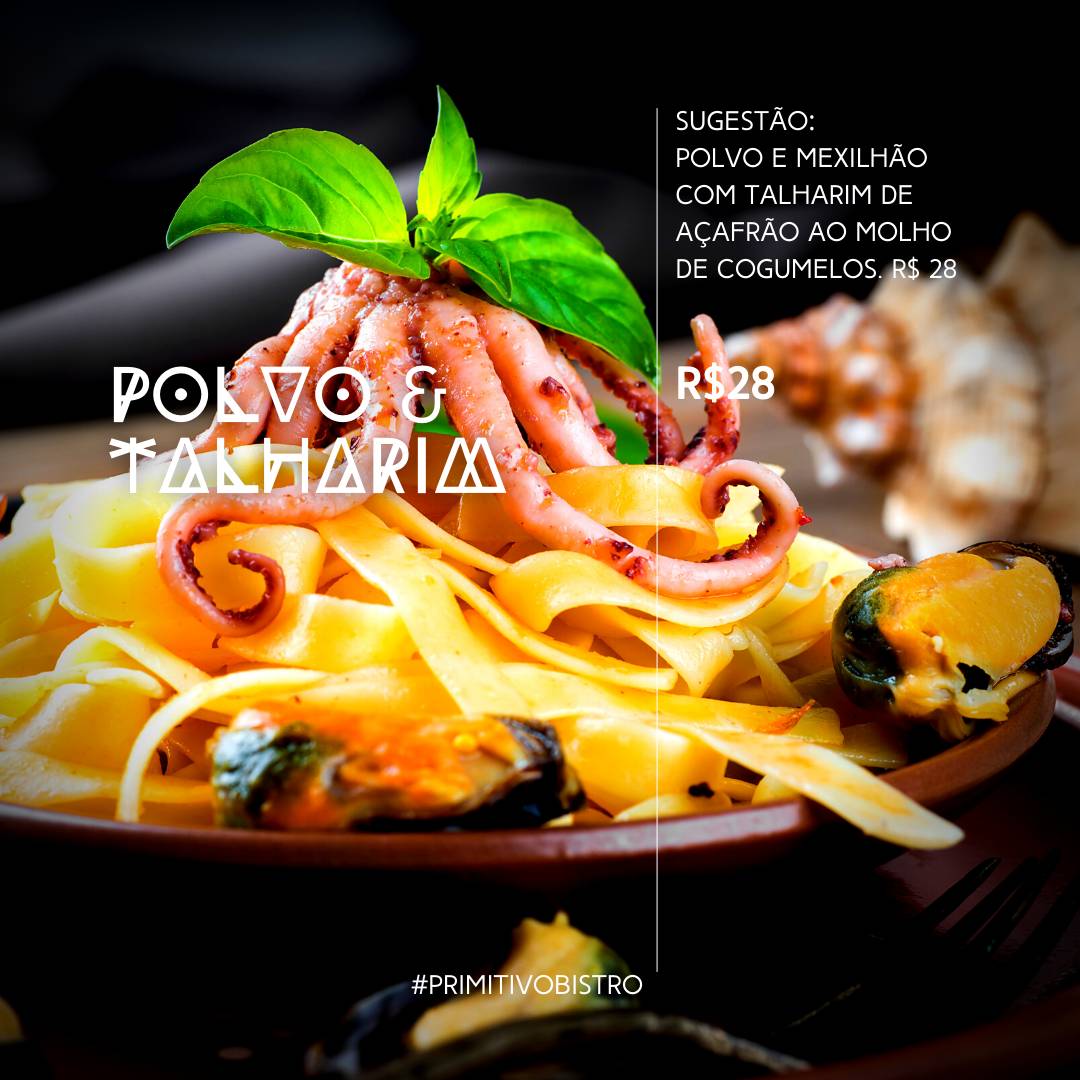 Menu em Primitivo Bistrô restaurante, Canela